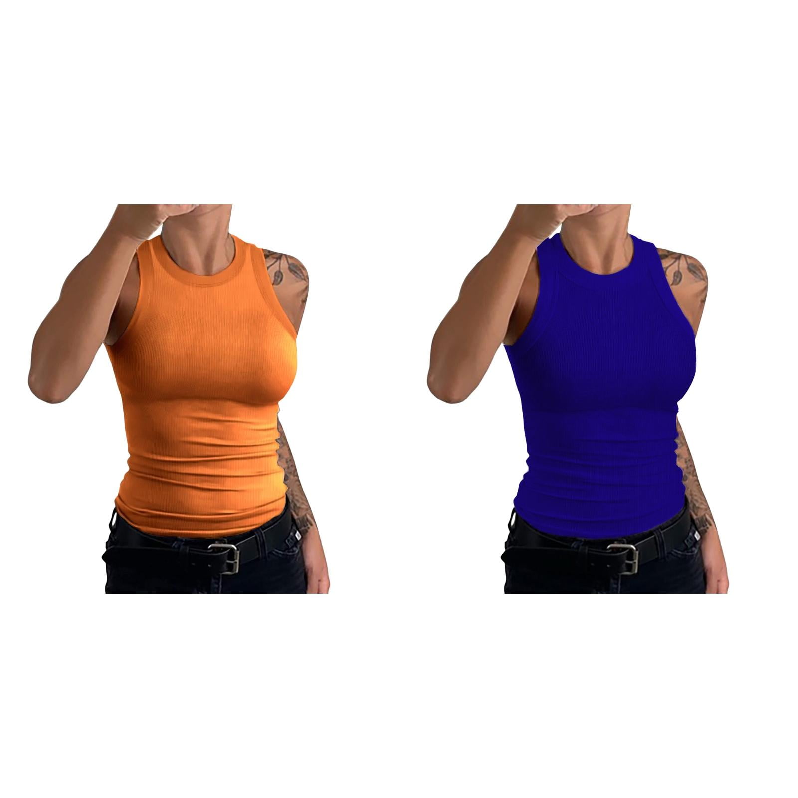 (2-Pack) Kcodviy Women's Strap Tank Top Mens Running Trim Backless Vest ...
