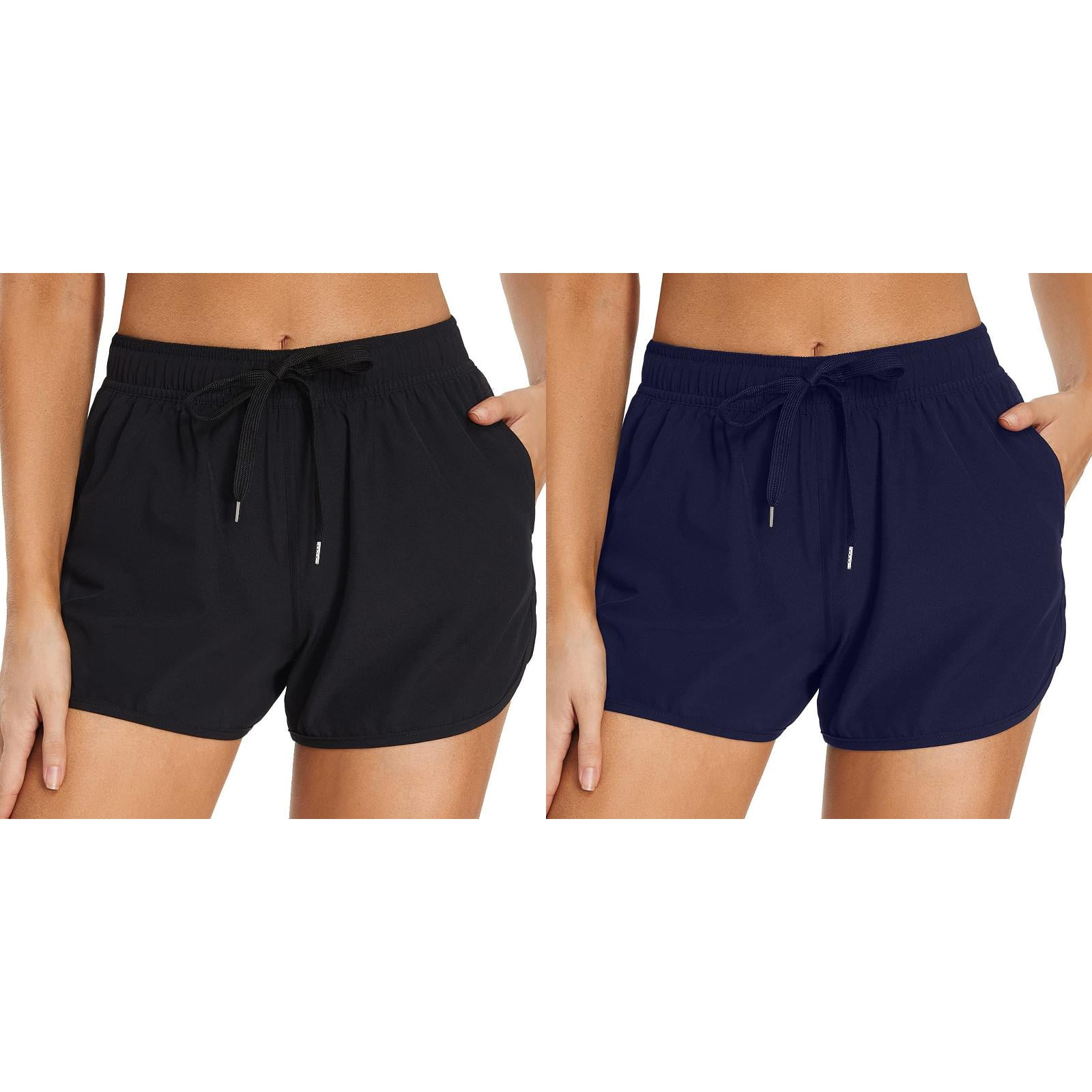 (2-Pack) Kcodviy Women's Swim Shorts with Pockets High Waisted Board ...