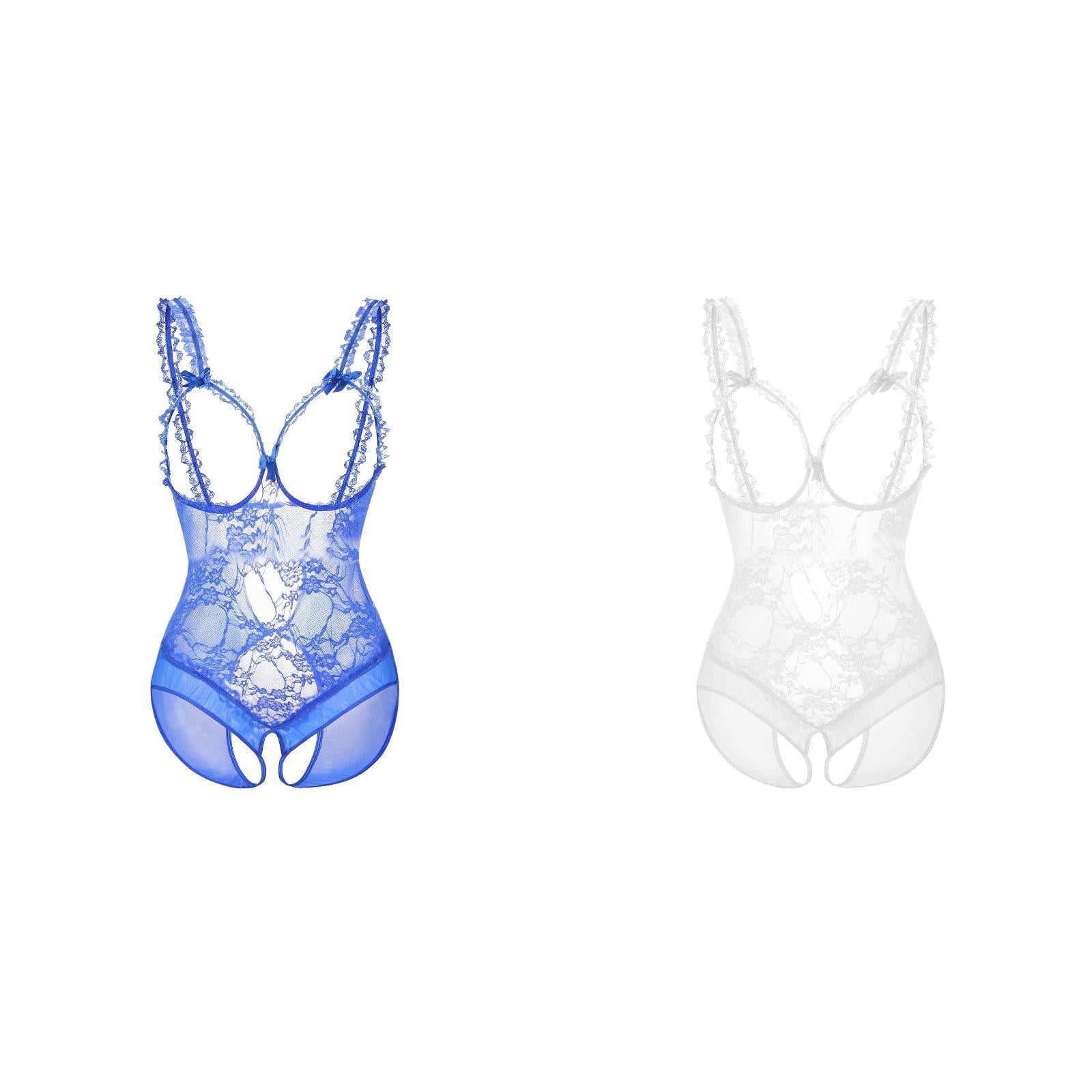 (2-Pack) Kcodviy Women's Underwear Lace Open Plus Size Role Play Crotch ...