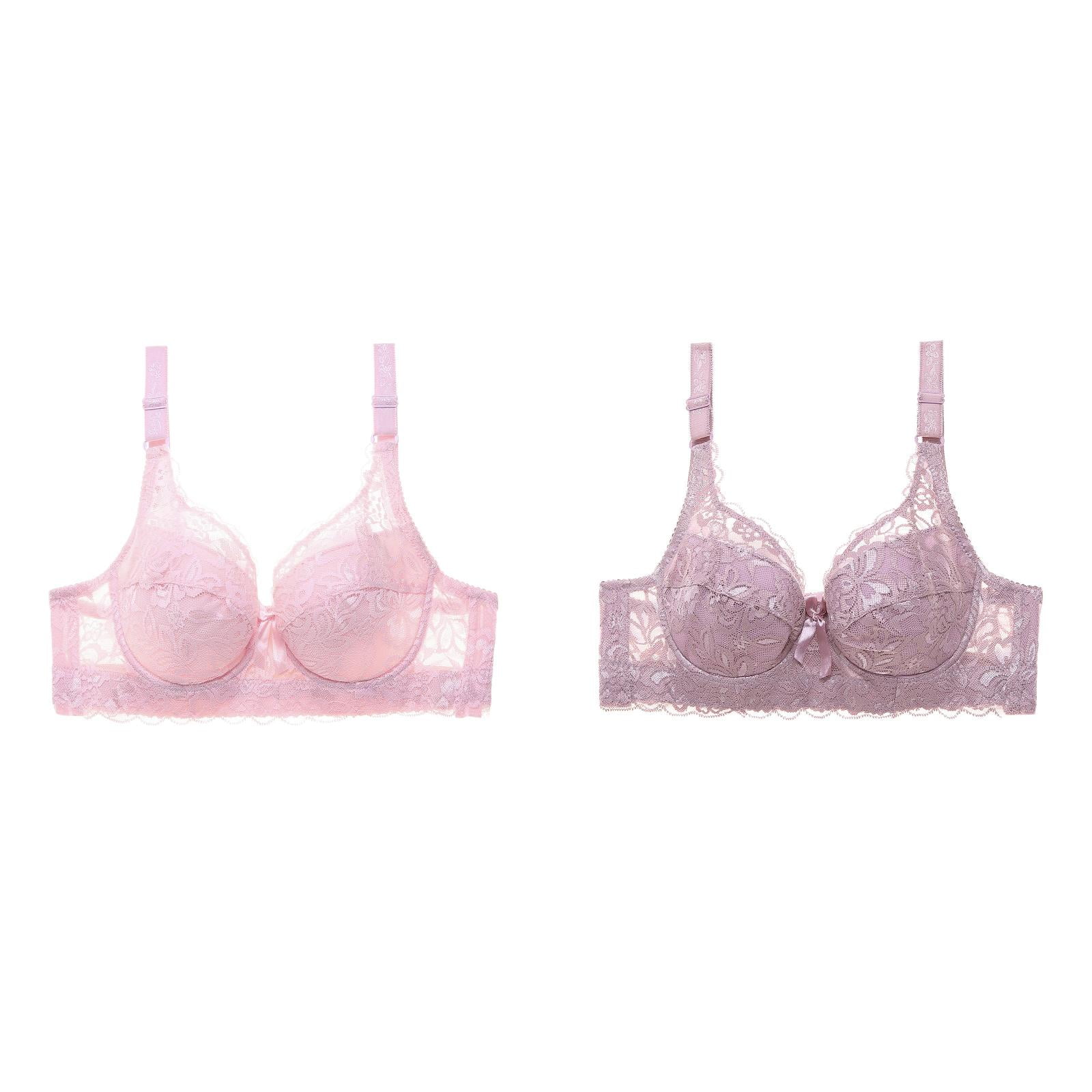 (2-Pack) Kcodviy Womens Lace Gathered Bra's for Women Bra Straps Cup ...