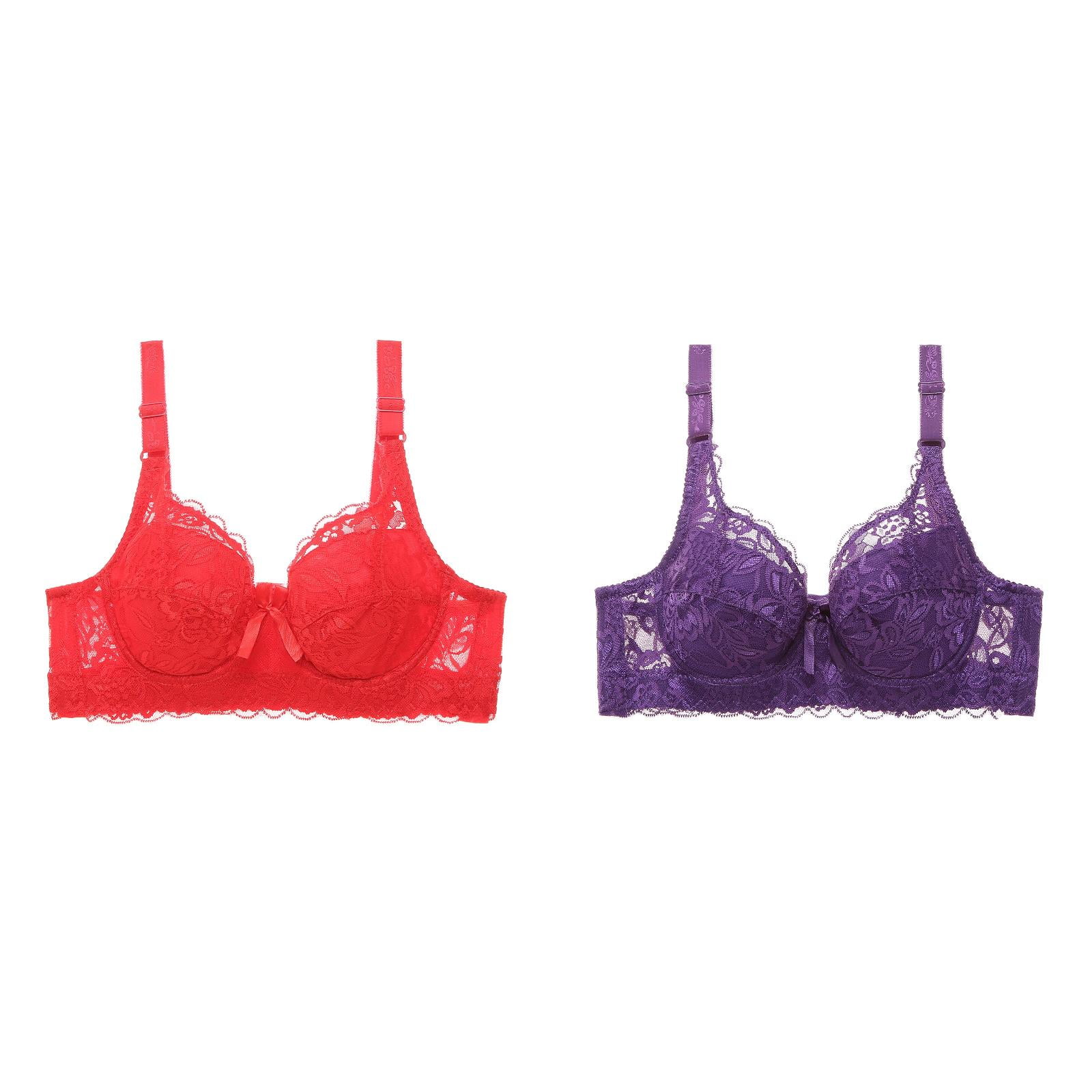 (2-Pack) Kcodviy Womens Lace Gathered Womens Bras Bra Straps Cup Plus ...