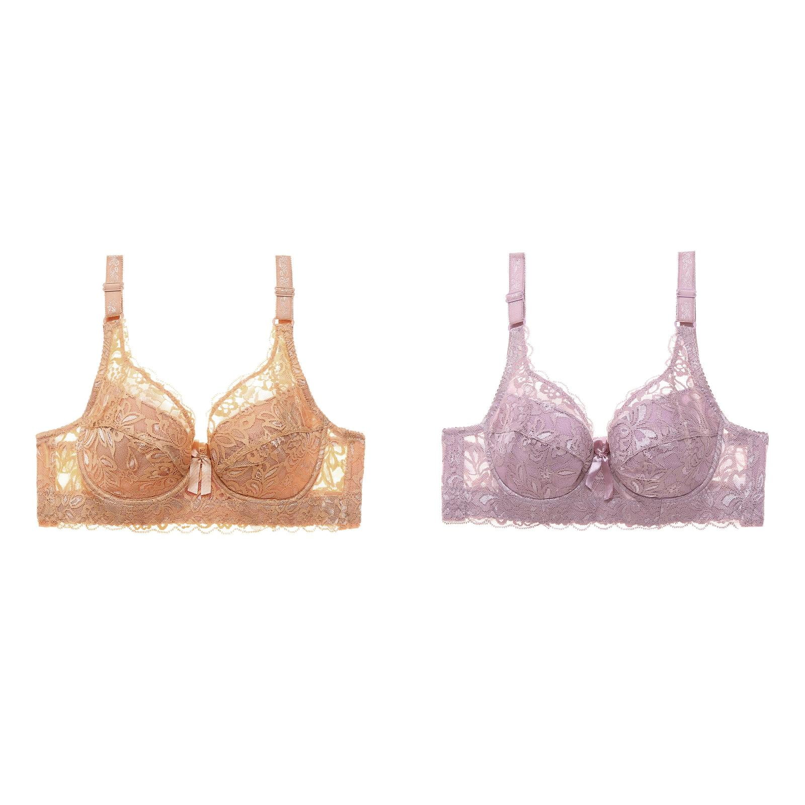 (2-Pack) Kcodviy Womens Lace Gathered Women Bra Set and Underwear Plus ...