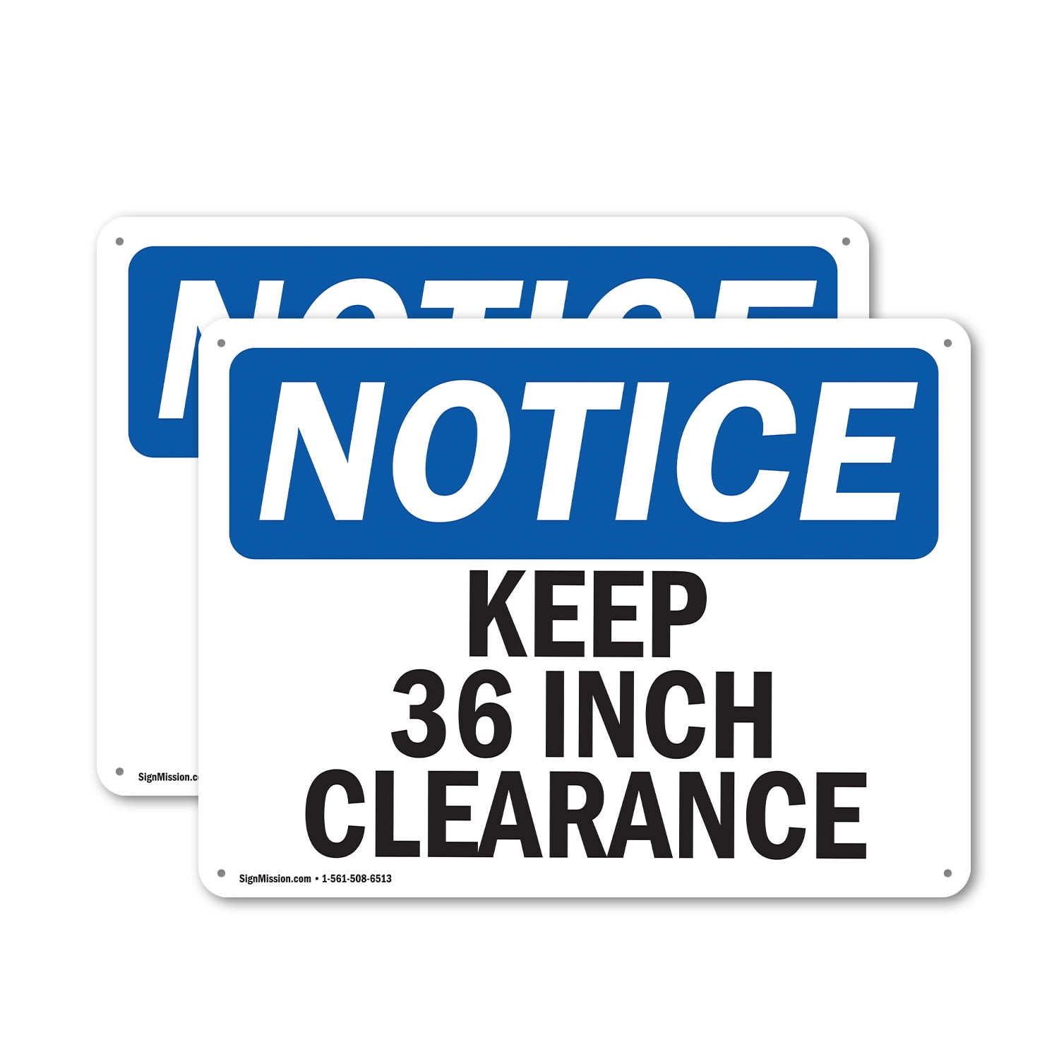 (2 Pack) Keep 36 Inch Clearance OSHA Notice Sign 10 Inch X 7 Inch Indoor / Outdoor Rust-Free ...