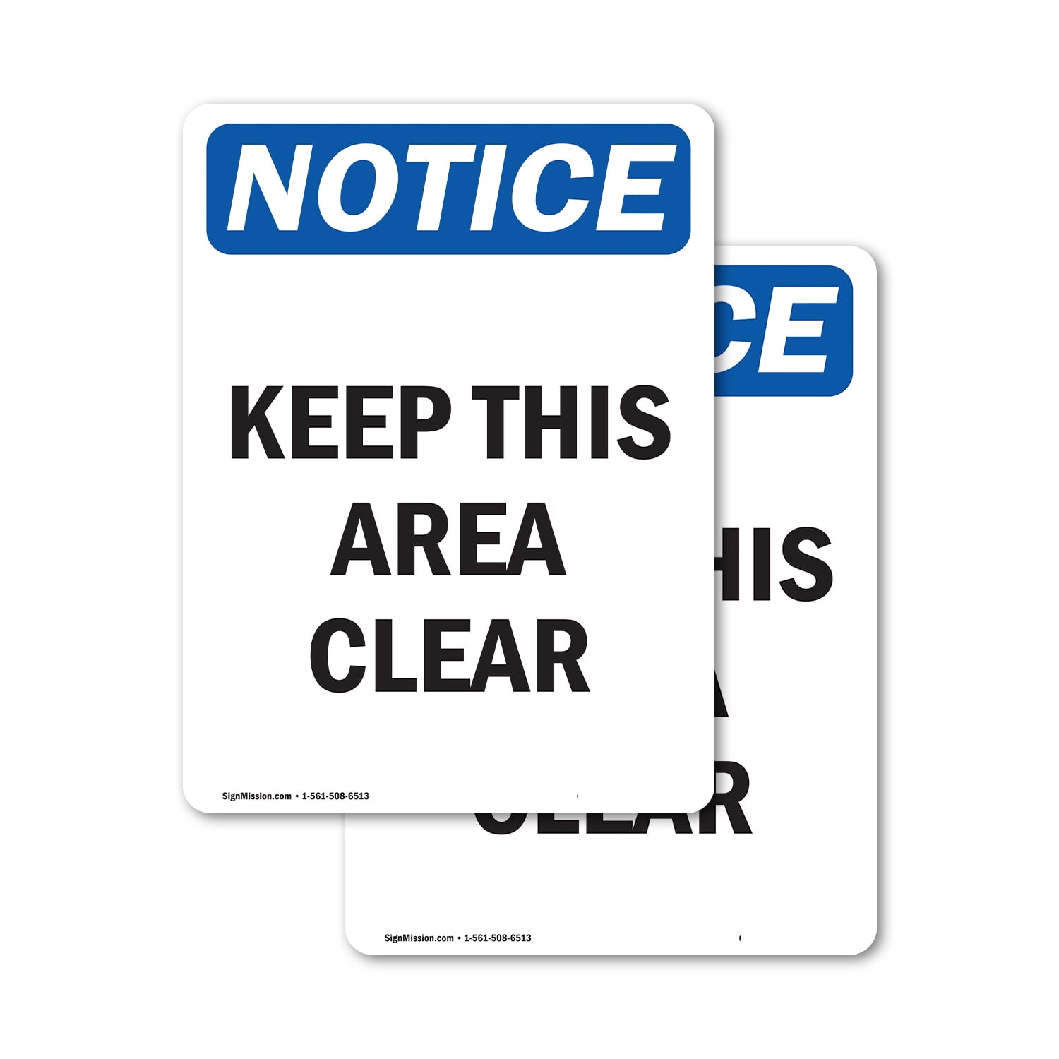 (2 Pack) Keep This Area Clear OSHA Notice Sign 18 Inch X 24 Inch Vinyl ...
