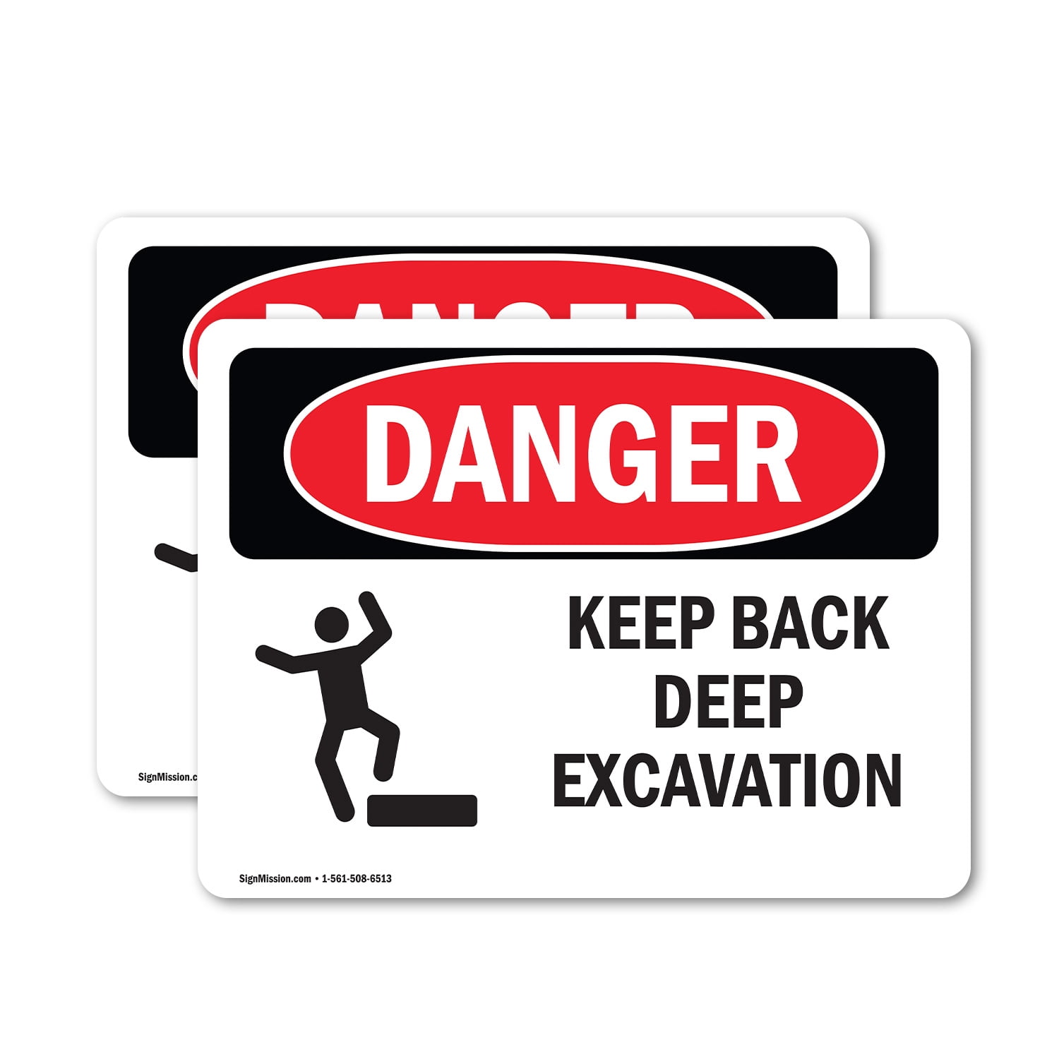 (2 Pack) Keep Back Deep Excavation OSHA Danger Sign 24 Inch X 18 Inch ...