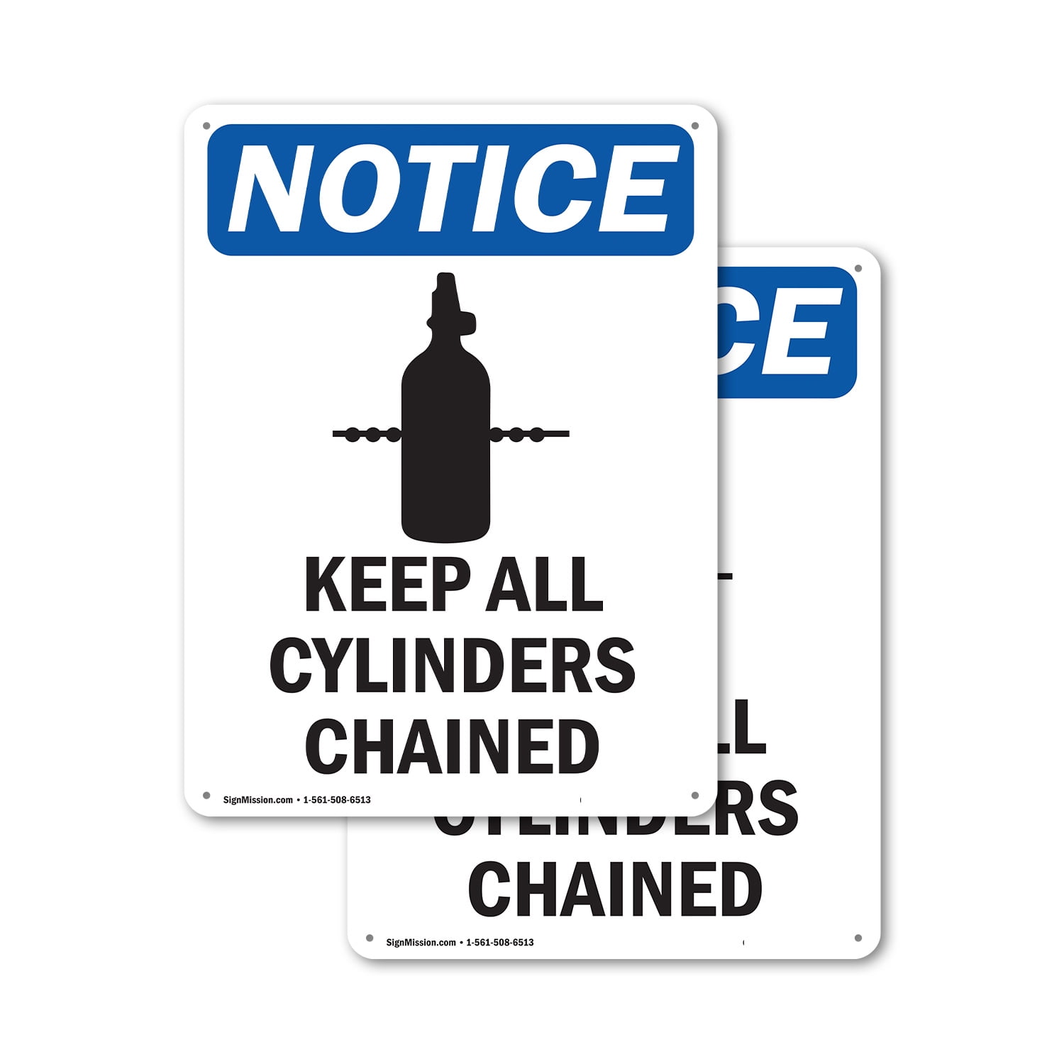 (2 Pack) Keep All Cylinders Chained OSHA Notice Sign 12 Inch X 18 Inch ...