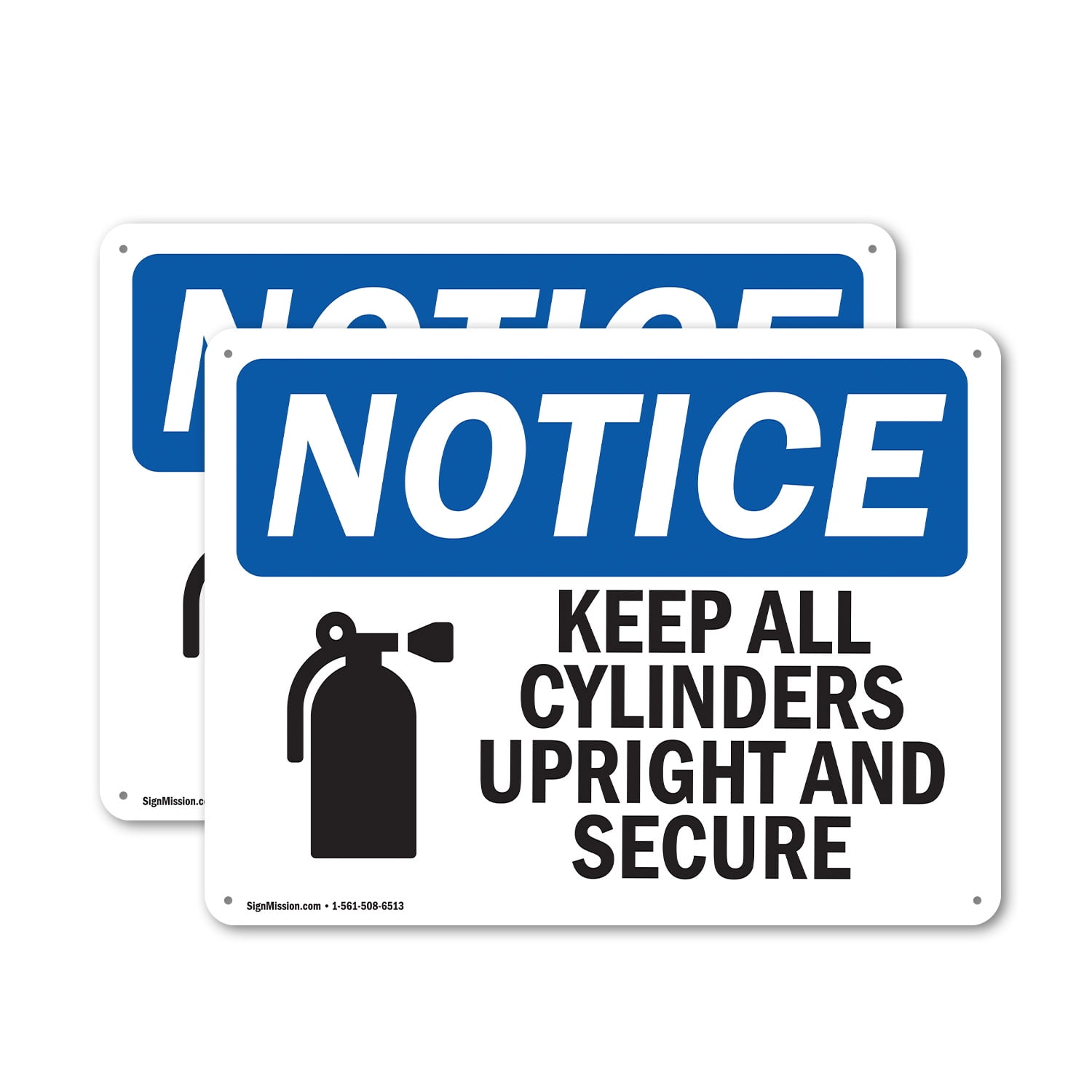 (2 Pack) Keep All Cylinders Upright And Secure OSHA Notice Sign 14 Inch ...