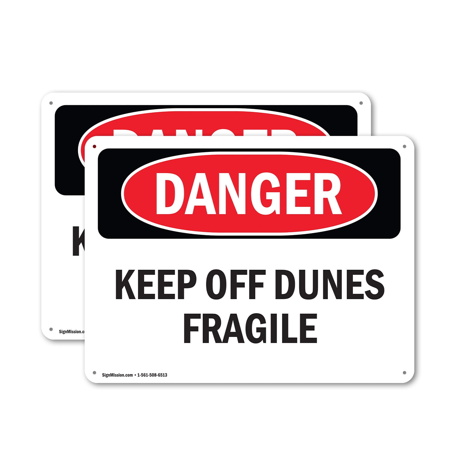 (2 Pack) Keep Off Dunes Fragile OSHA Danger Sign 18 Inch X 12 Inch ...