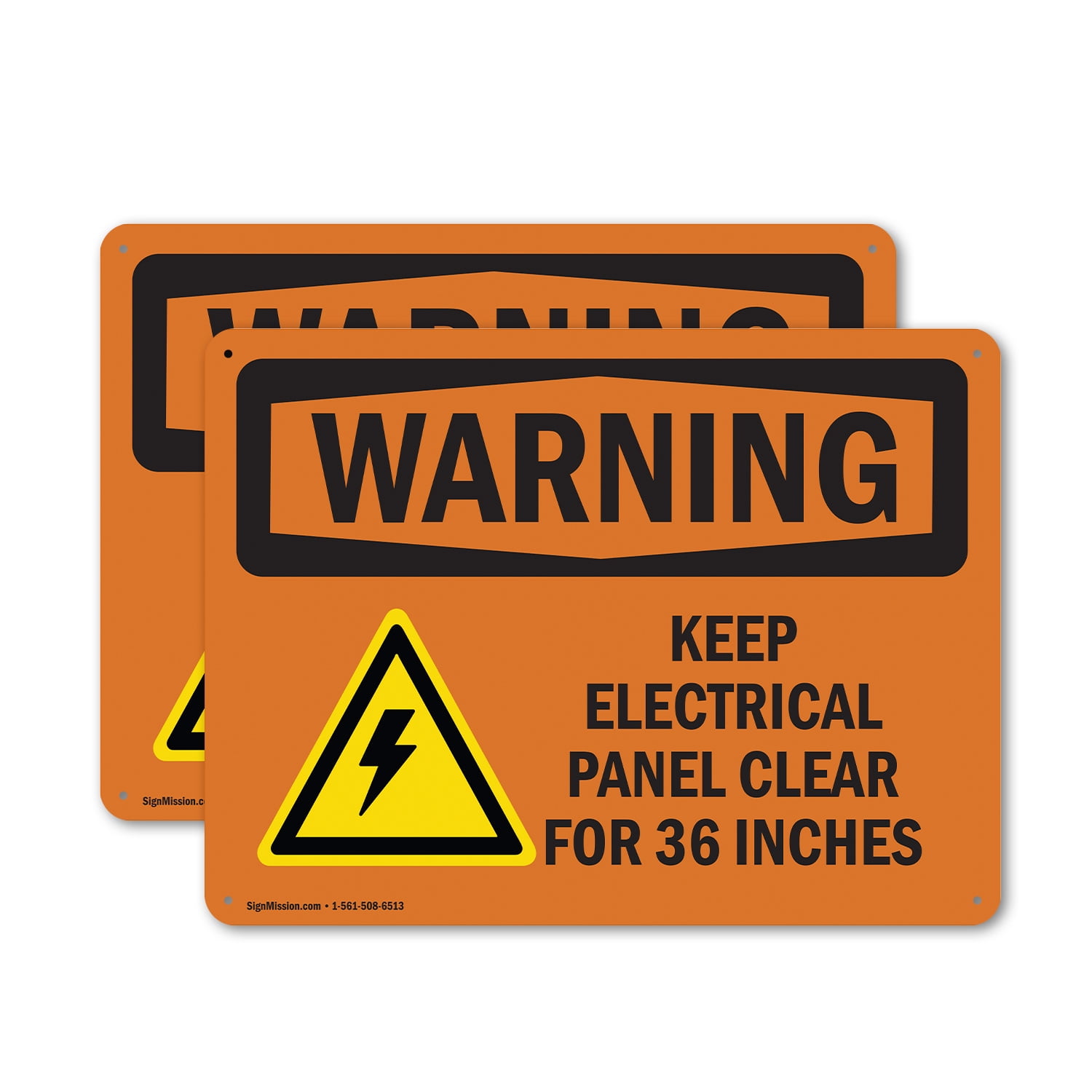 (2 Pack) Keep Electrical Panel Clear With Symbol OSHA Warning Sign 18 ...