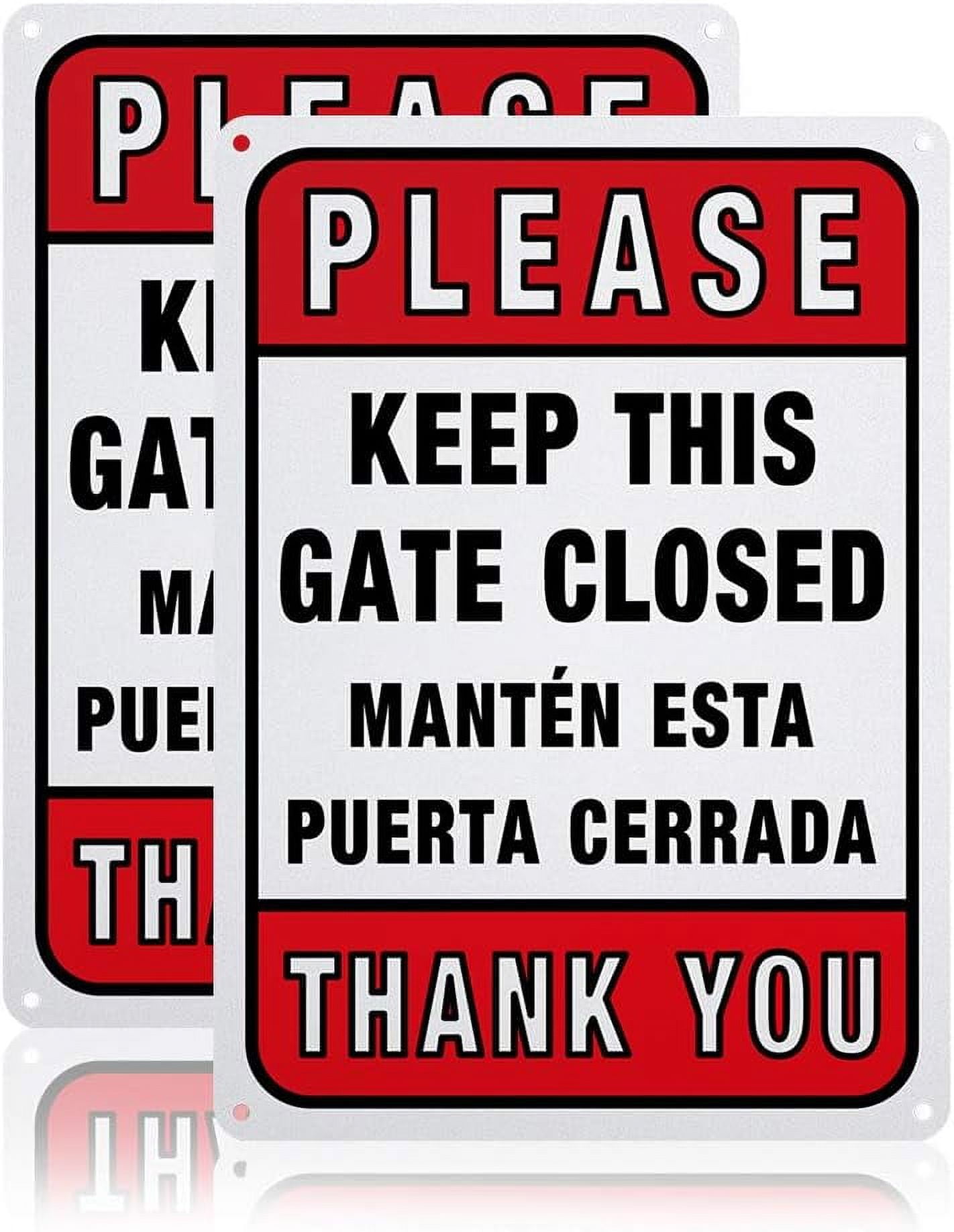 2 Pack Keep This Gate Closed Warning Signs 7x10 inches 40 Mil Aluminum ...