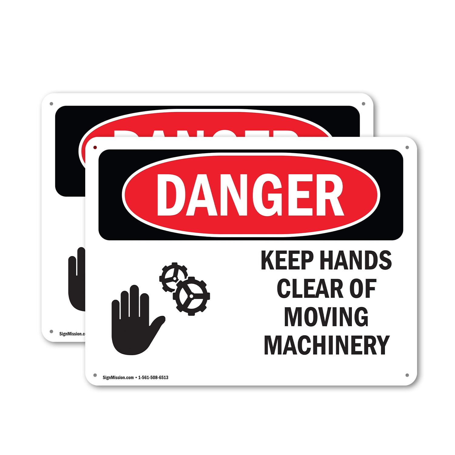 (2 Pack) Keep Hands Clear Of Moving Machinery OSHA Danger Sign 24 Inch ...