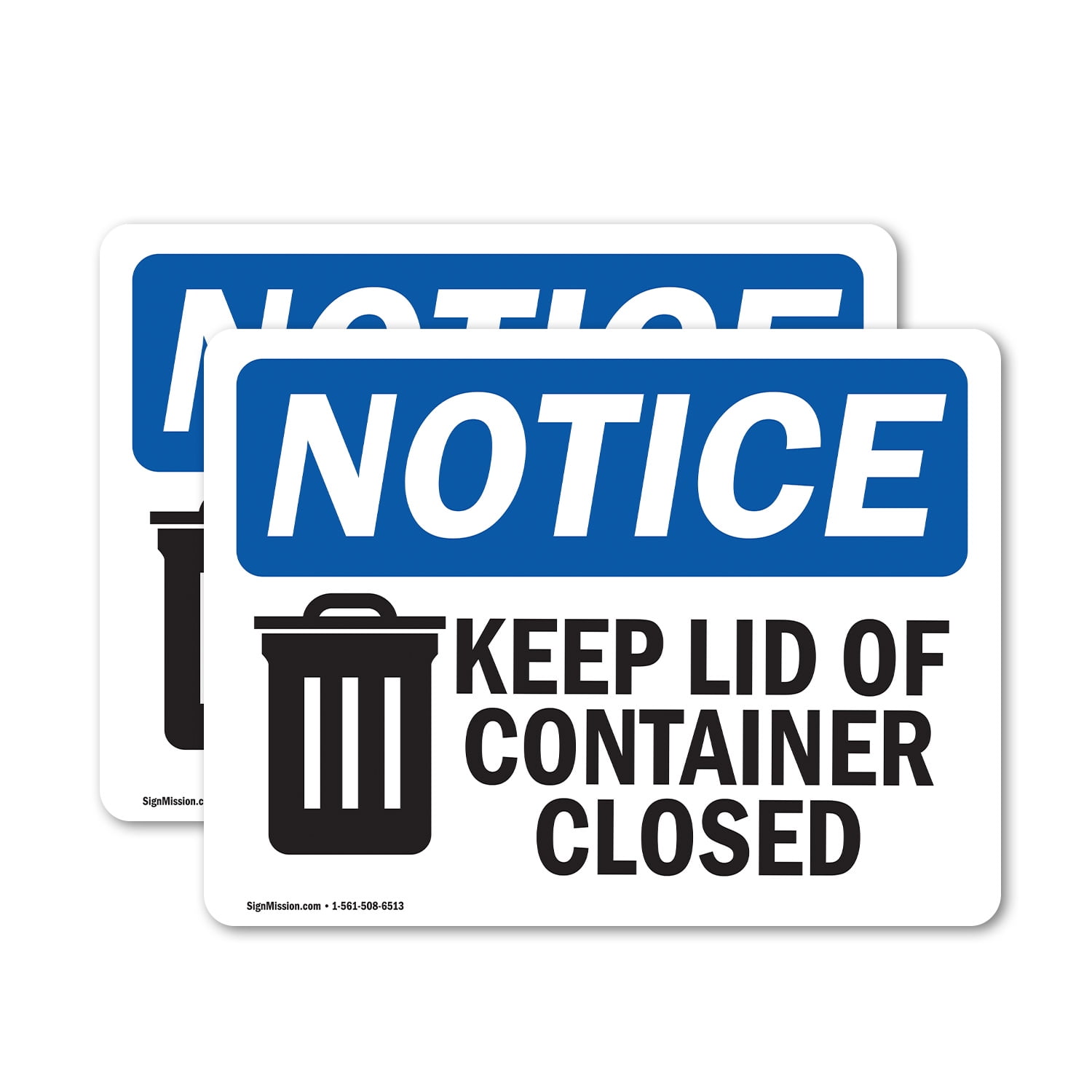 (2 Pack) Keep Lid Of Container Closed OSHA Notice Sign 14 Inch X 10 ...