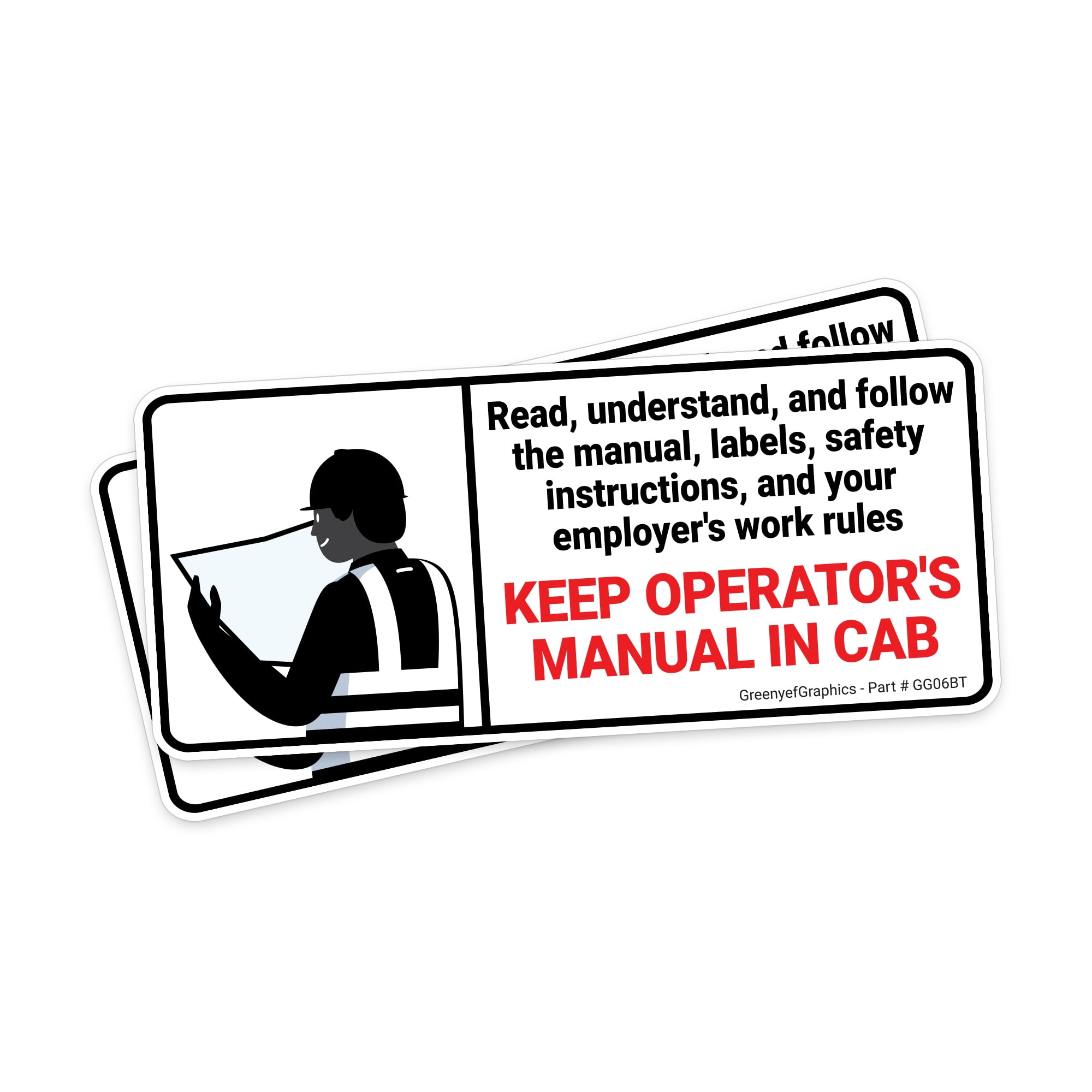 (2 Pack) Keep Operator's Manual in Cab Sticker (Size: 7" x 3 ...
