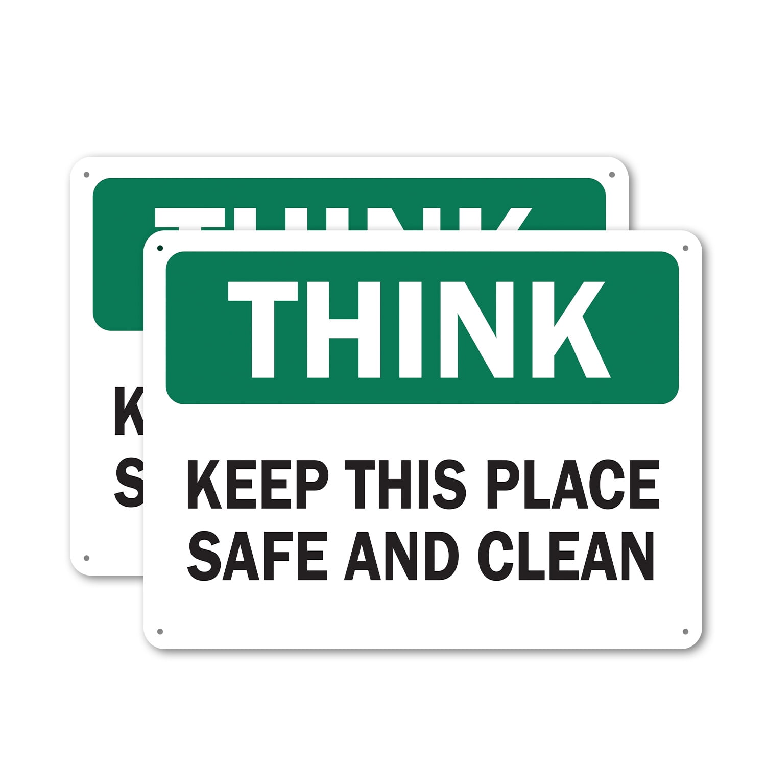 (2 Pack) Keep This Place Safe and Clean OSHA Think Sign 10 Inch X 7 ...