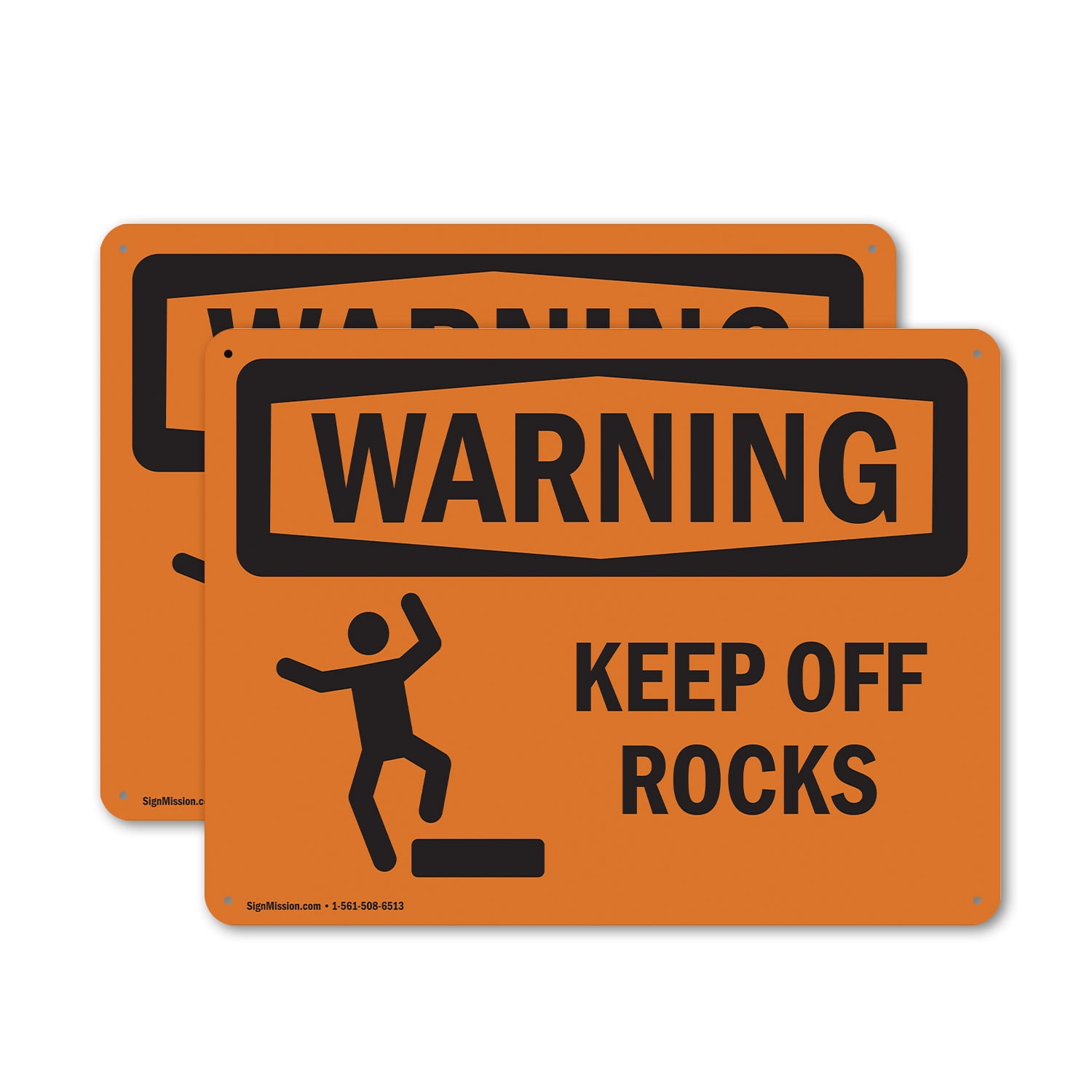 (2 Pack) Keep Off Rocks With Symbol OSHA Warning Sign 24 Inch X 18 Inch ...