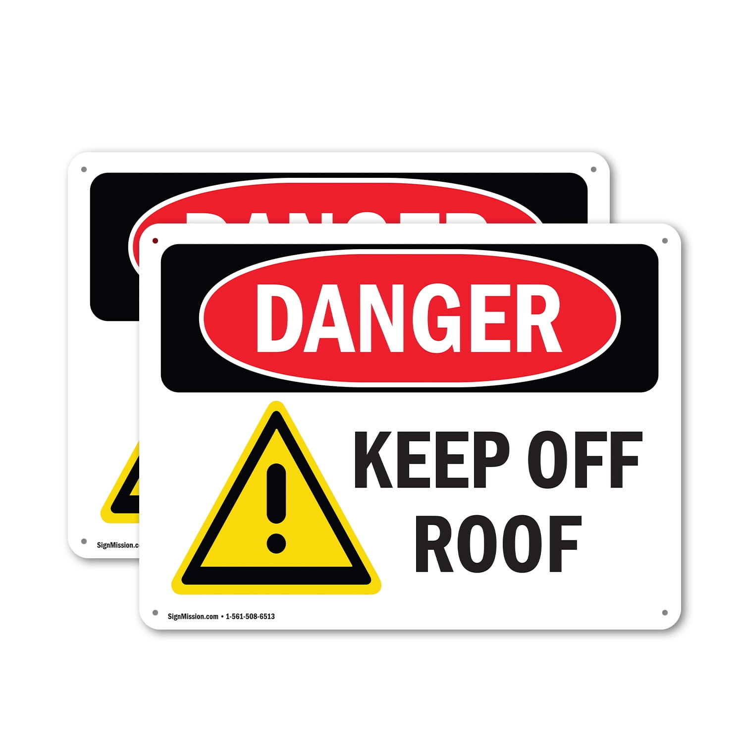(2 Pack) Keep Off Roof OSHA Danger Sign 18 Inch X 12 Inch Indoor ...
