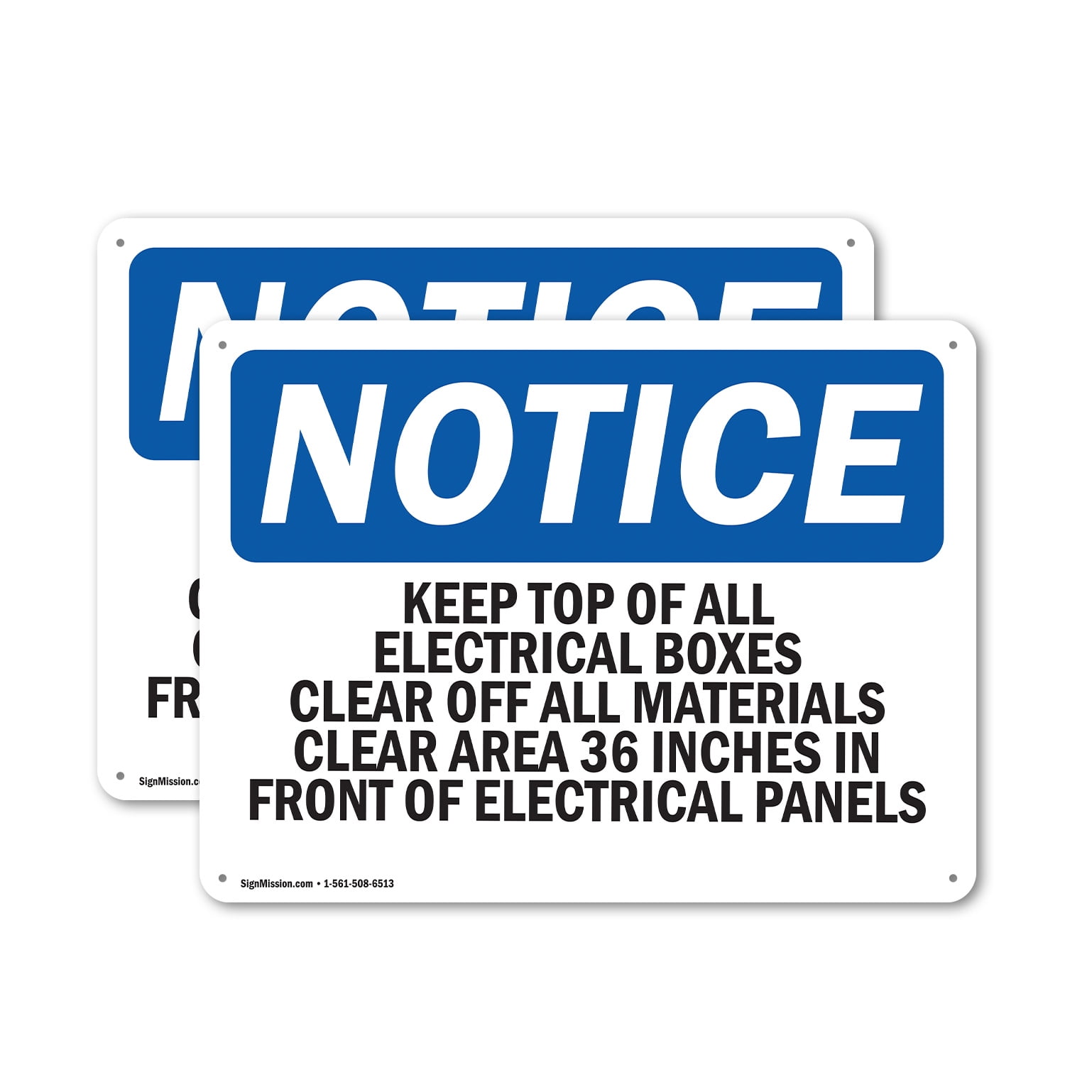 (2 Pack) Keep Top Of All Electrical Boxes Clear Of OSHA Notice Sign 18 ...