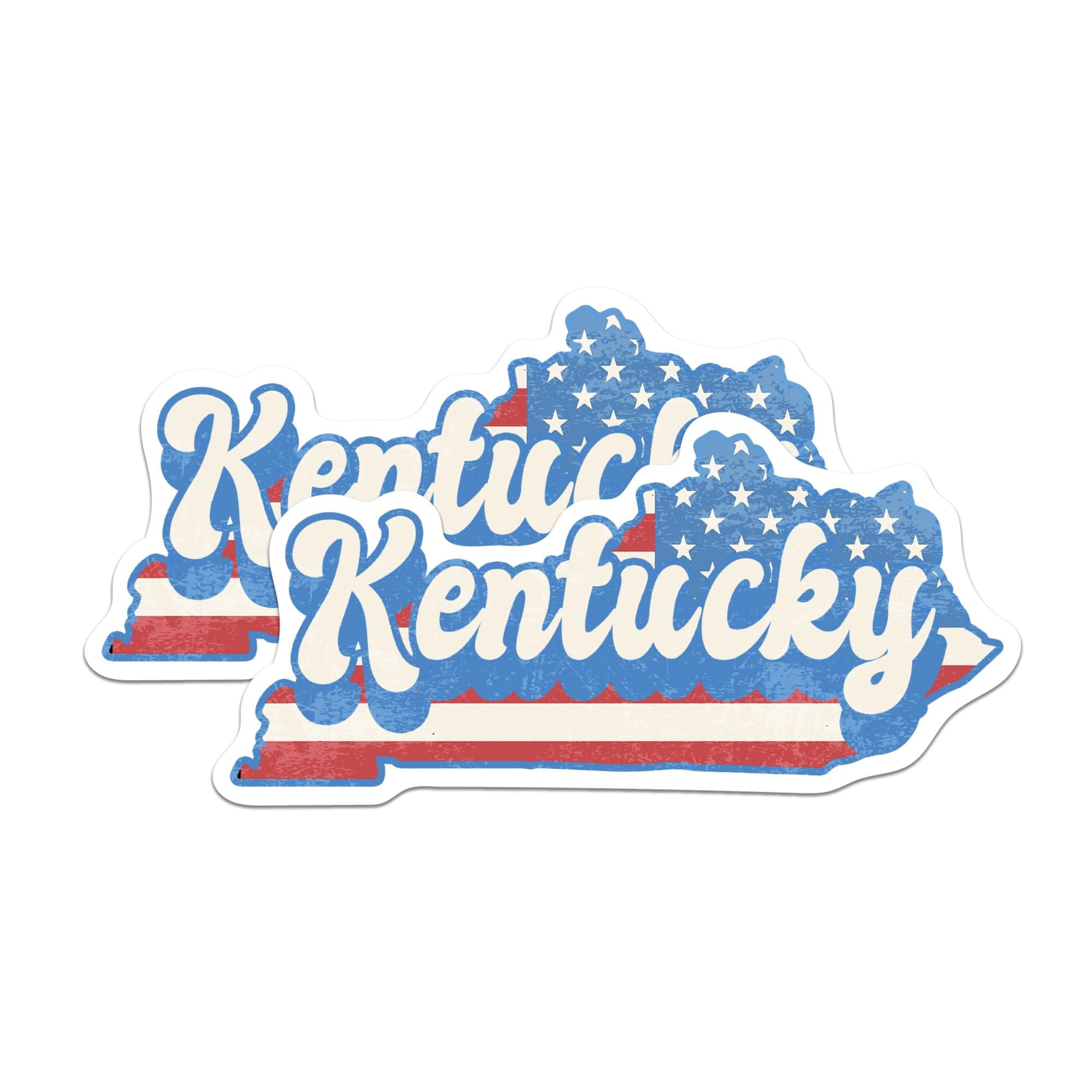 (2 Pack) Kentucky State Outline Stickers - KY State Shape with USA Flag ...