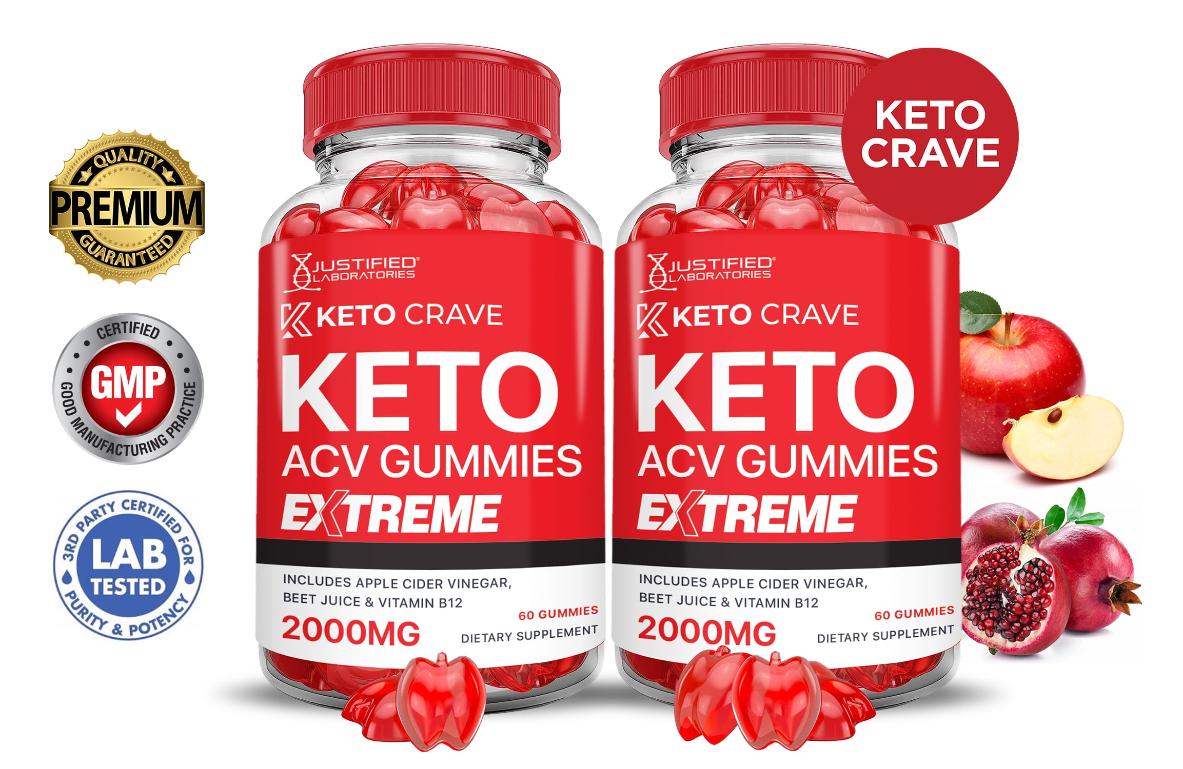 (2 Pack) Keto Crave Extreme ACV Gummies 2000mg Dietary Supplement 120 ...