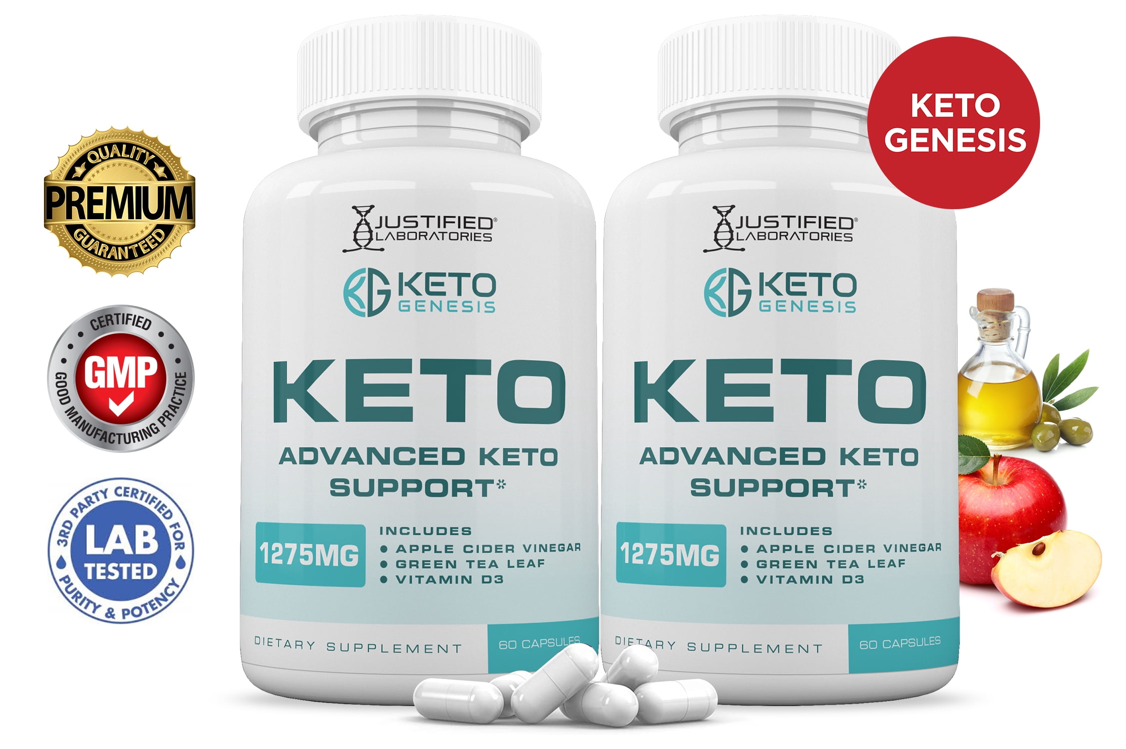 (2 Pack) Keto Genesis ACV Pills 1275mg Alternative to Gummies Dietary ...