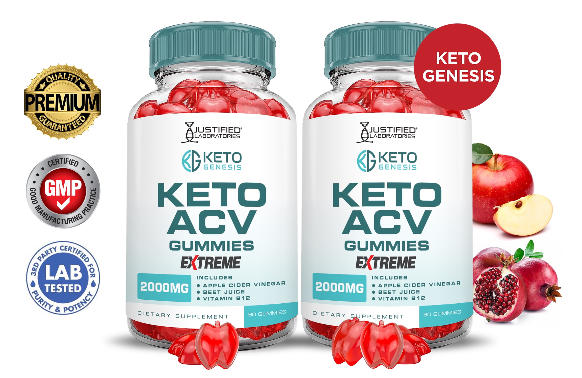 Keto Genesis Extreme ACV 2000mg Diet Gummies, Dietary Supplement, 120 ...