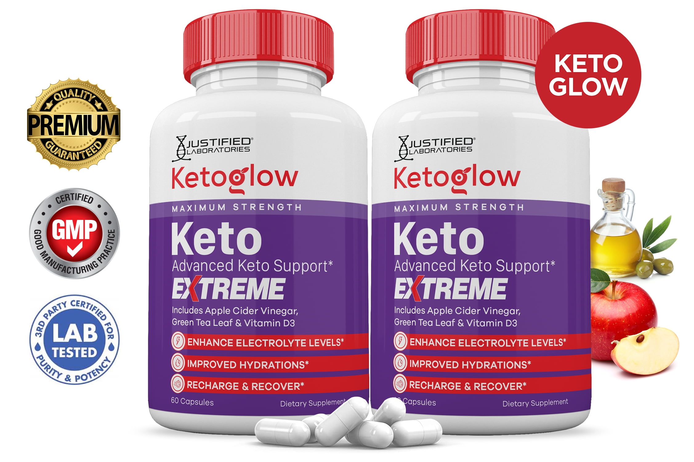 (2 Pack) Keto Glow ACV Extreme Pills 1675mg Alternative to Gummies ...