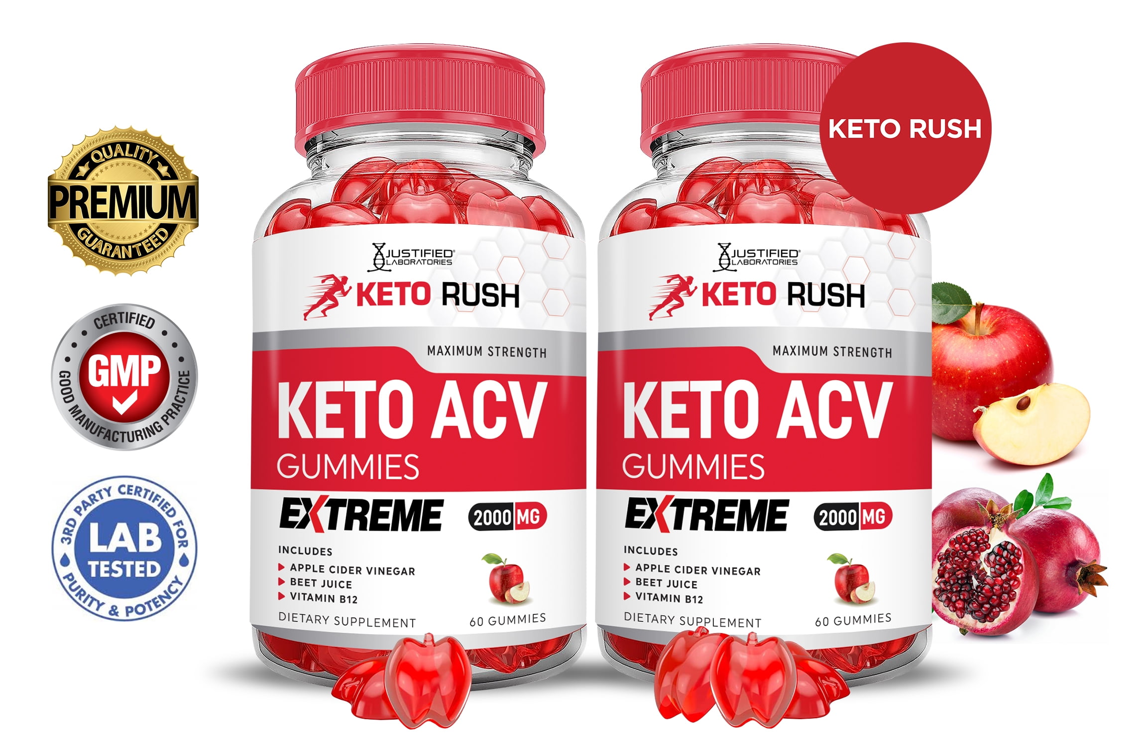 (2 Pack) Keto Rush Extreme ACV Gummies 2000mg Dietary Supplement 120 ...