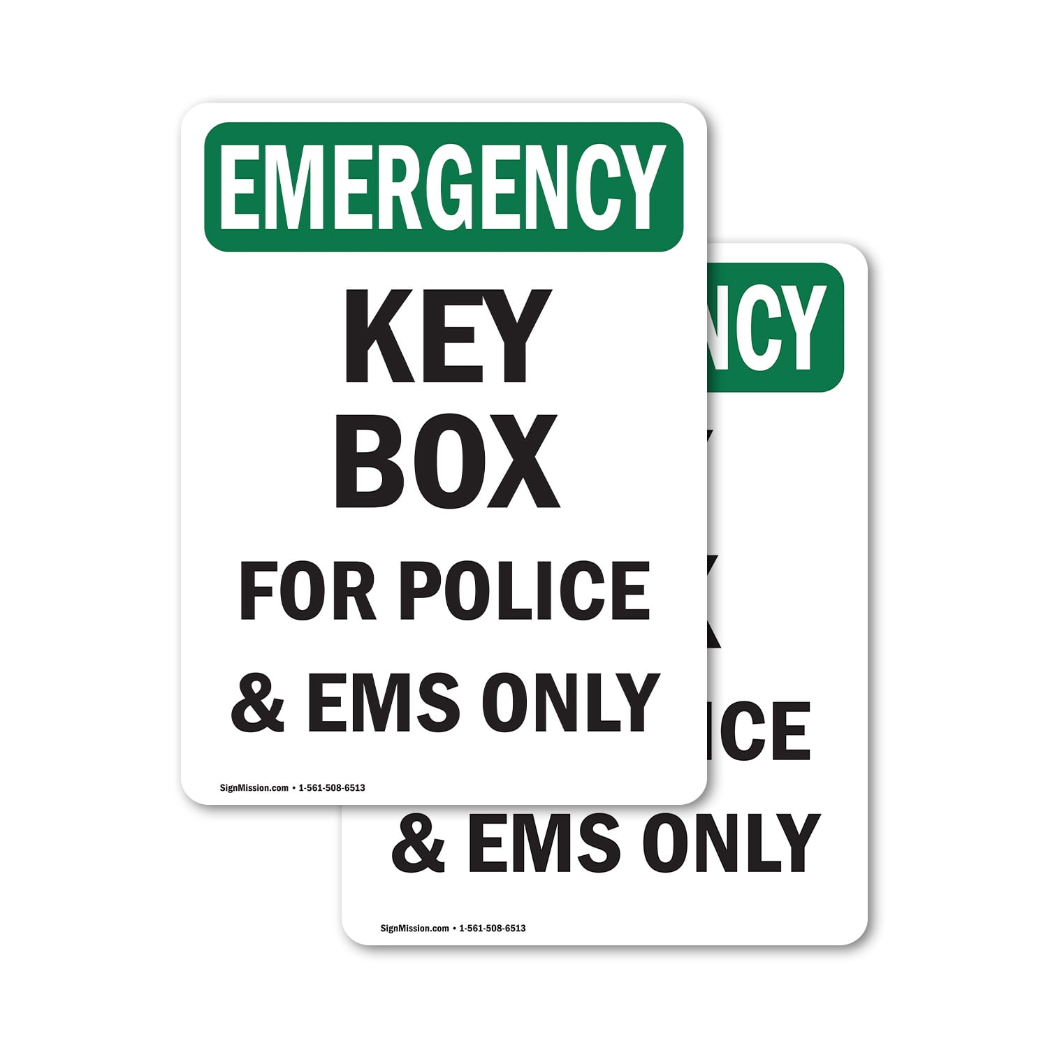 (2 Pack) Key Box For Police And EMS Only OSHA Emergency Sign 5 Inch X 7 ...