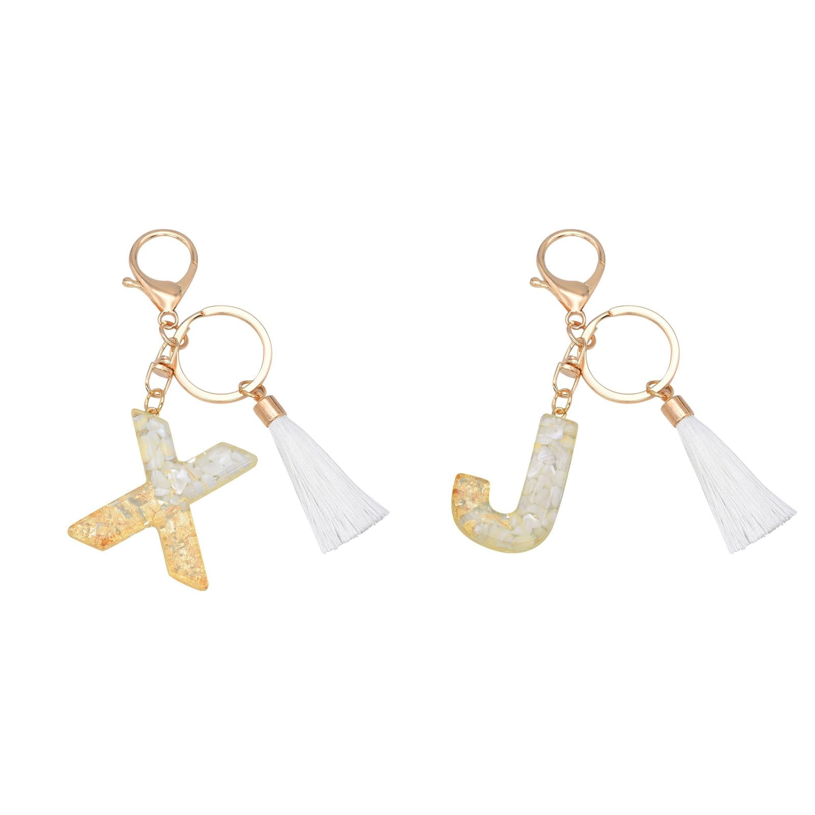 2-Pack,Keychain Color Letter Keychain Translucent Resin Pendant ...