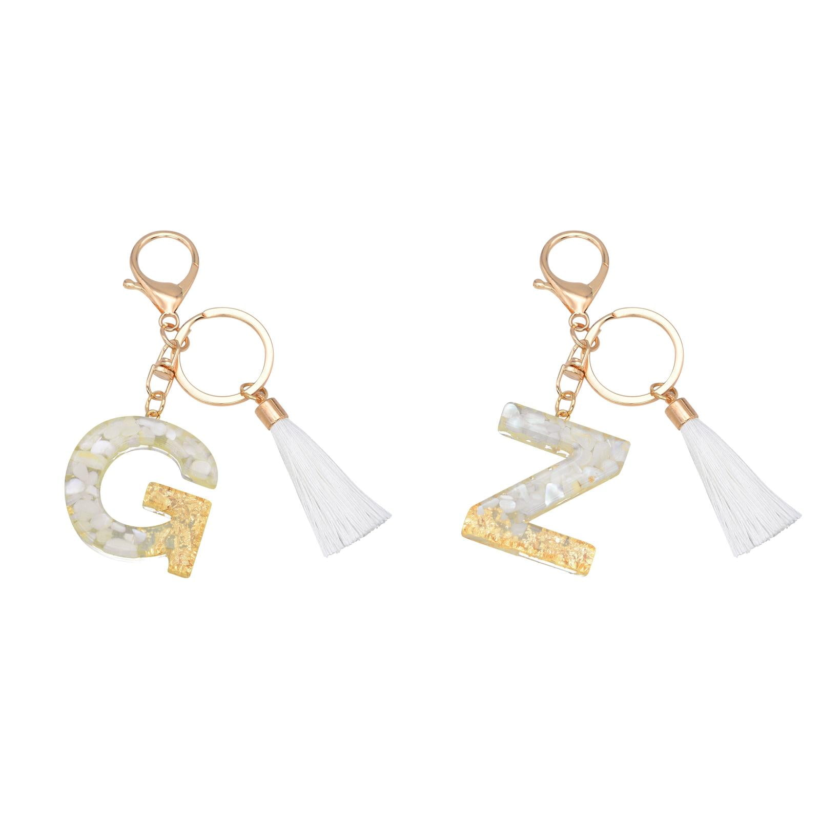 2-Pack,Keychain Color Letter Keychain Translucent Resin Pendant ...