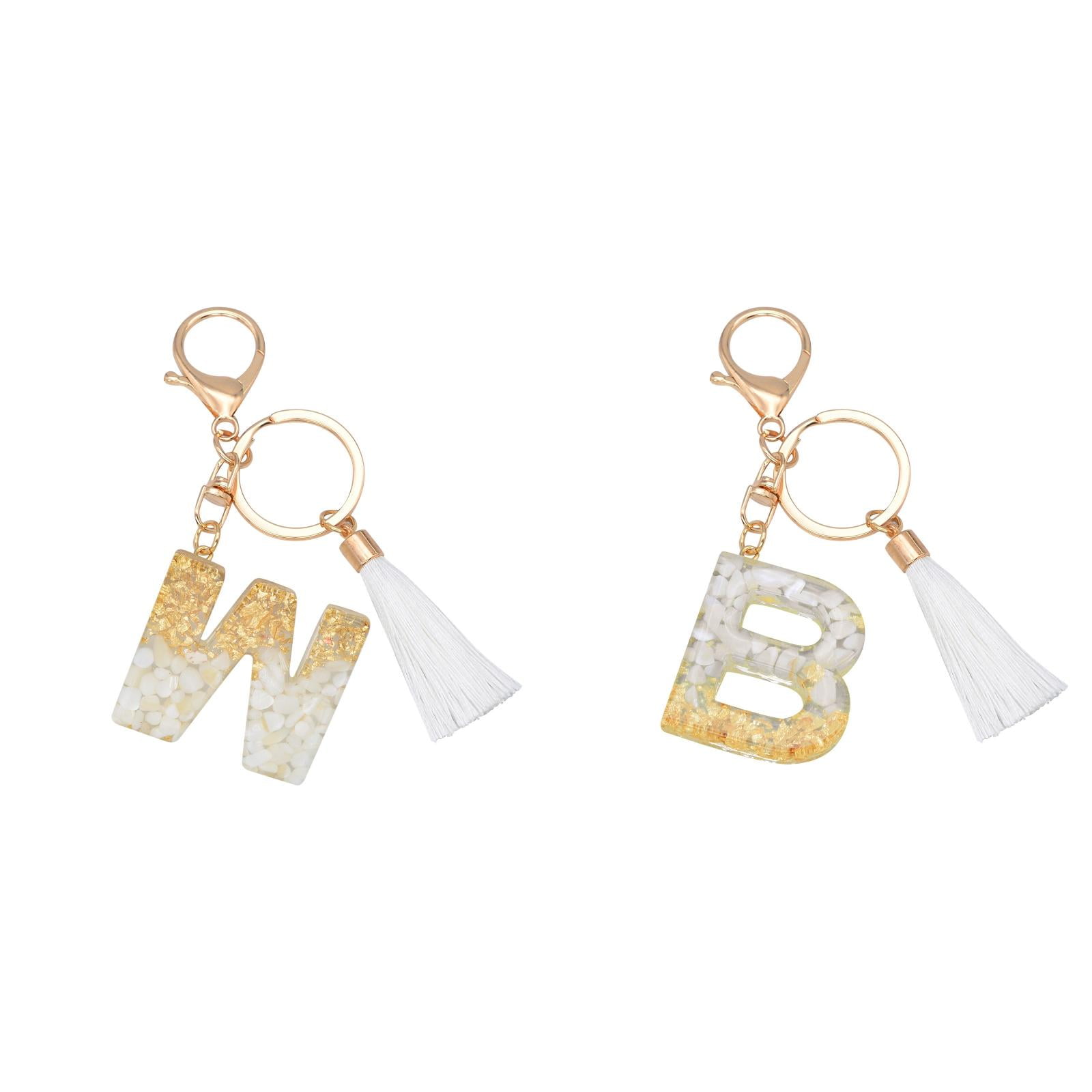2-Pack,Keychain Color Letter Keychain Translucent Resin Pendant ...