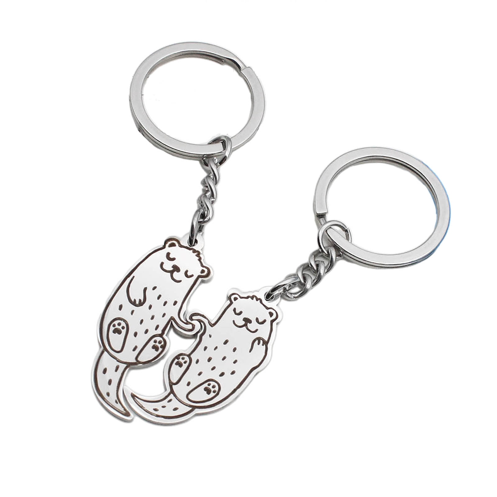 2 Pack Keychain Set Car Keychain Otters Key Holder Stainless Steel Bag ...