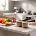 2-Pack Khaki Ceramic Salt Cellar With Lid & Wooden Spoon – Kitchen ...