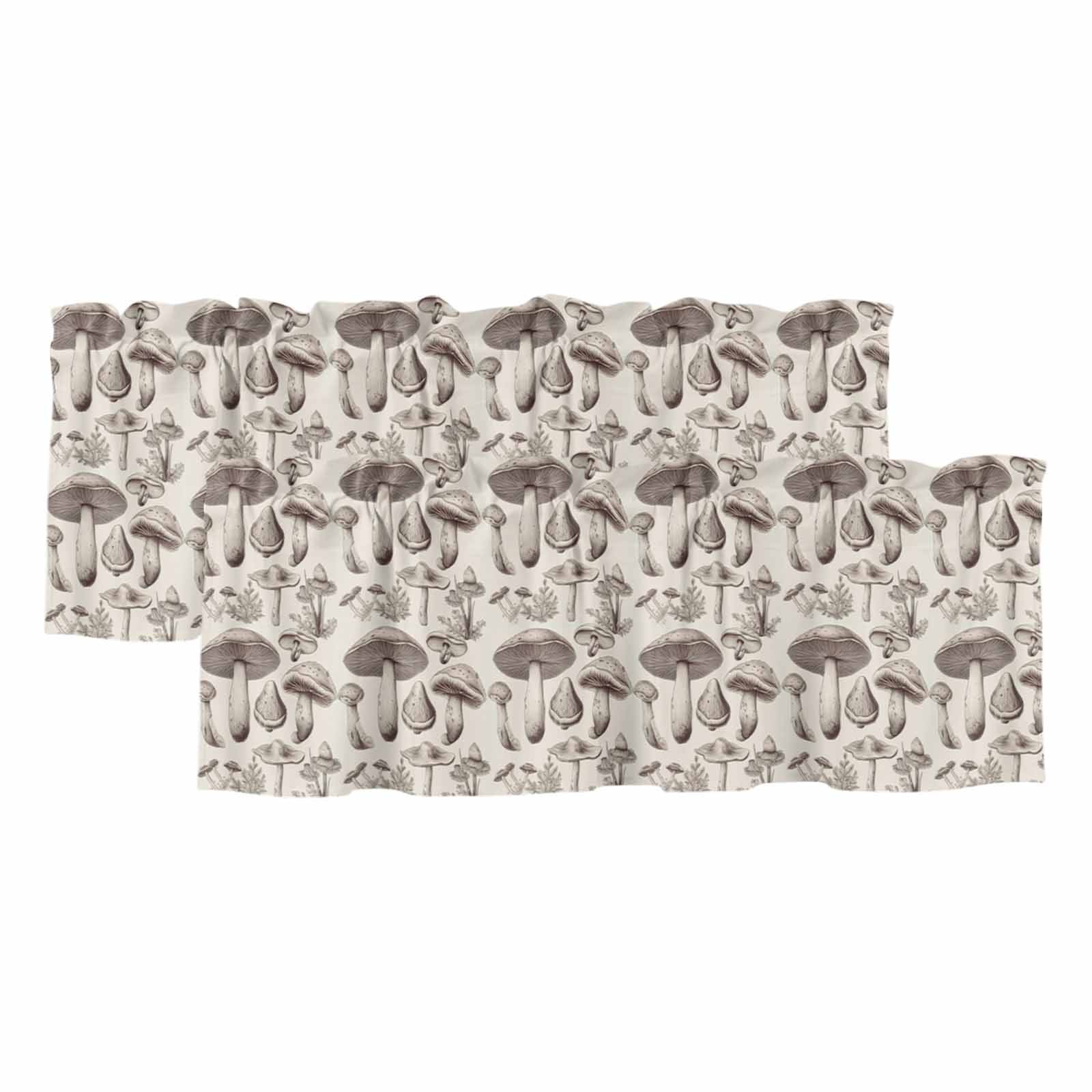 2 Pack Khaki Mushroom Valance for Window and Leaf Retro Nostalgic Style ...