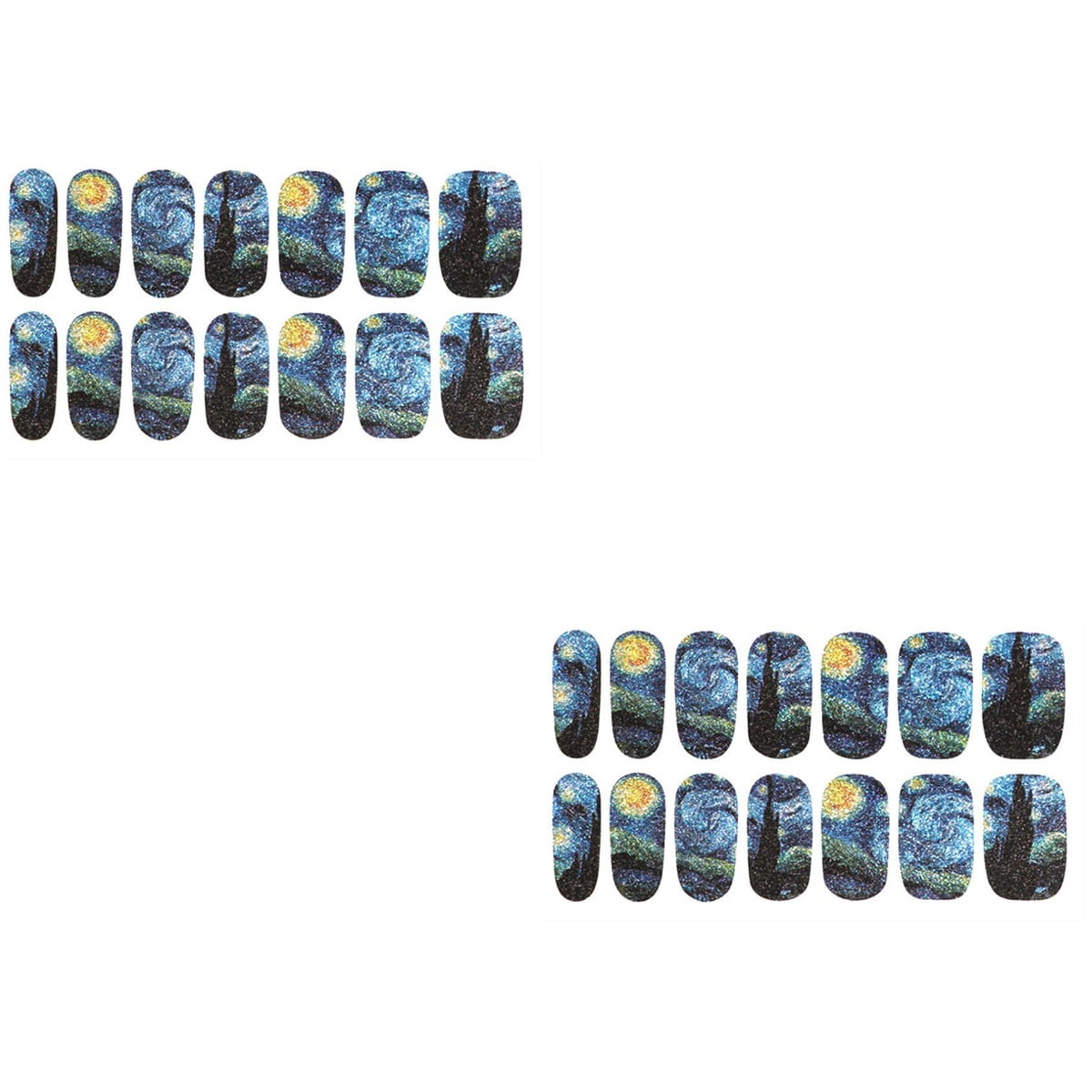 Eease 2pcs Sheet Of Nail Wraps Mysterious Starry Sky Night Patterned Full Nail Sticker