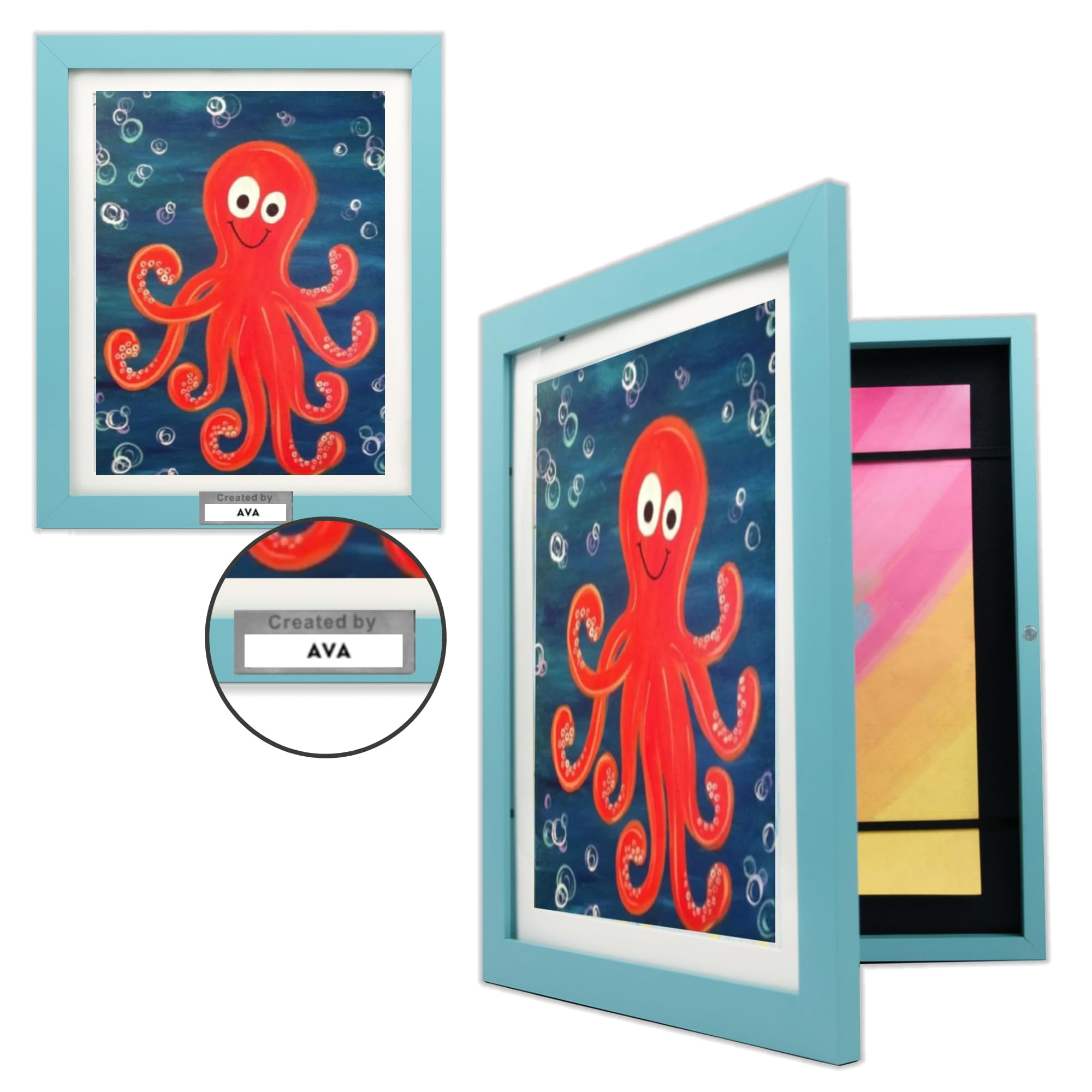 2 Pack Kids Art Frame, Personalized Changeable Art Work Frames Display ...
