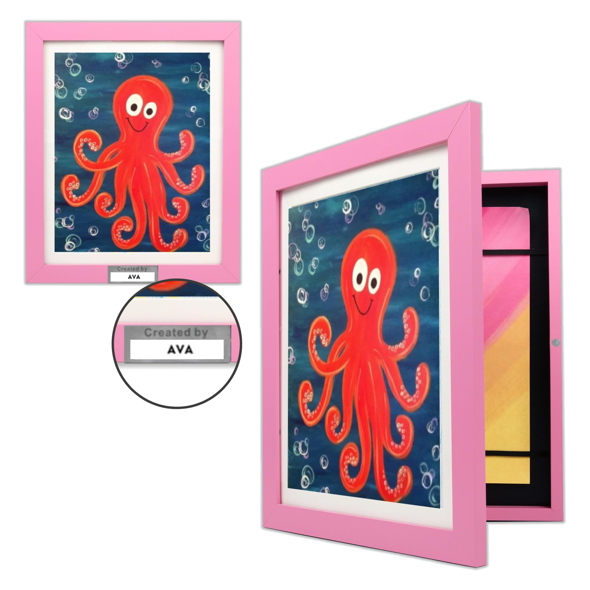 2 Pack Kids Art Frame, Personalized Changeable Art Work Frames Display ...