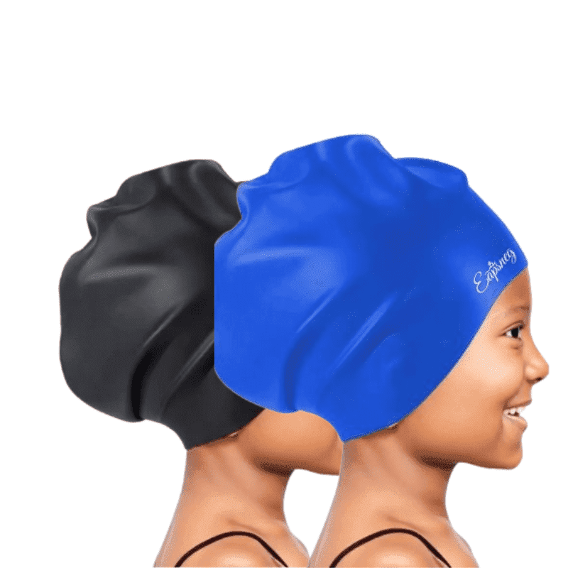 2 Pack Kids Extra Large Swim Cap for Long Thick Hair, Waterproof ...