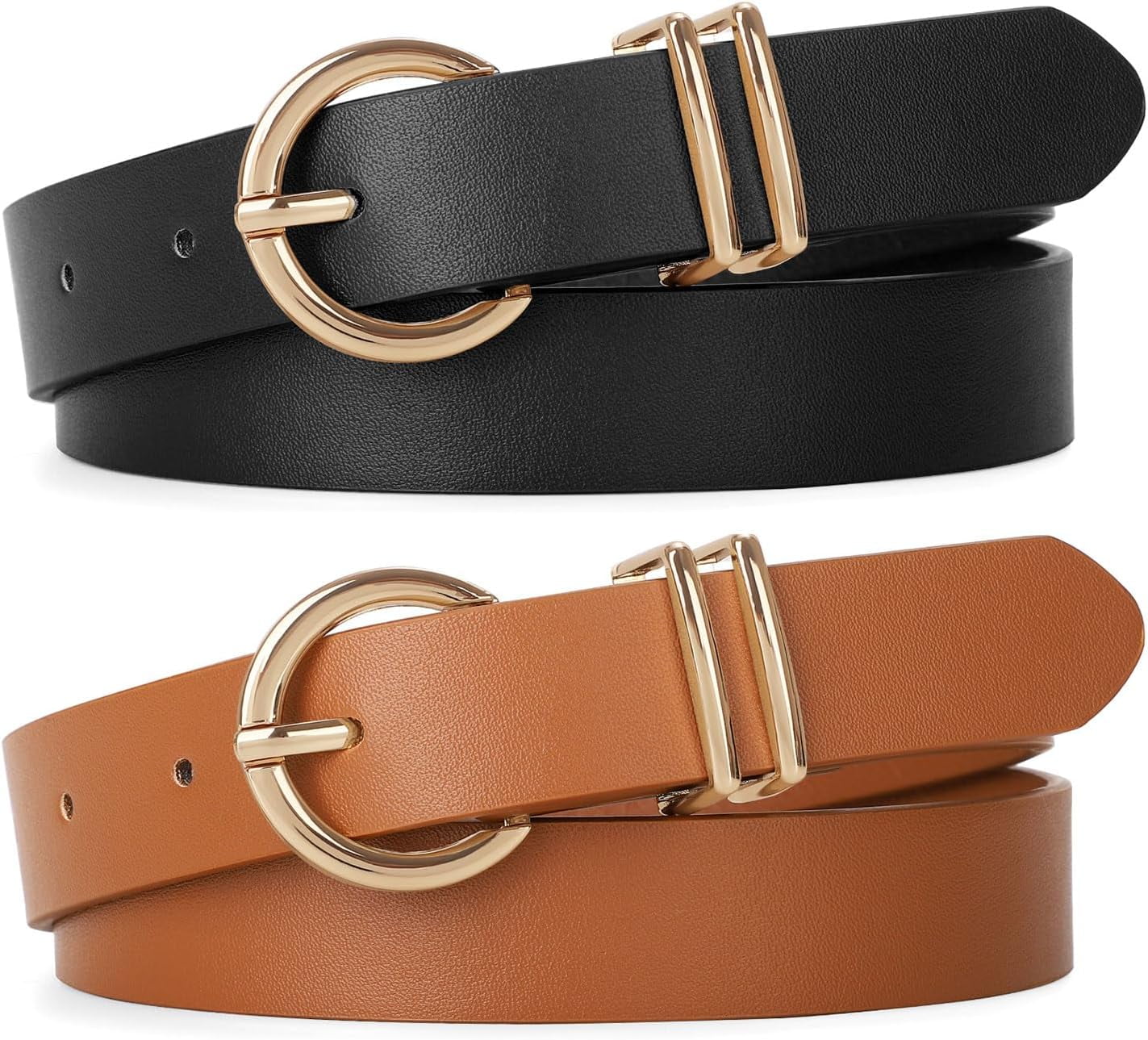 2 Pack Kids Leather Belts for Girls Fashion O-Ring Buckle belts for ...