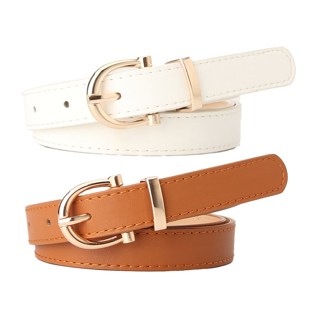 Kawchi 2 Pack Kids Leather Belts, Skinny Adjustable Belt with Double O ...
