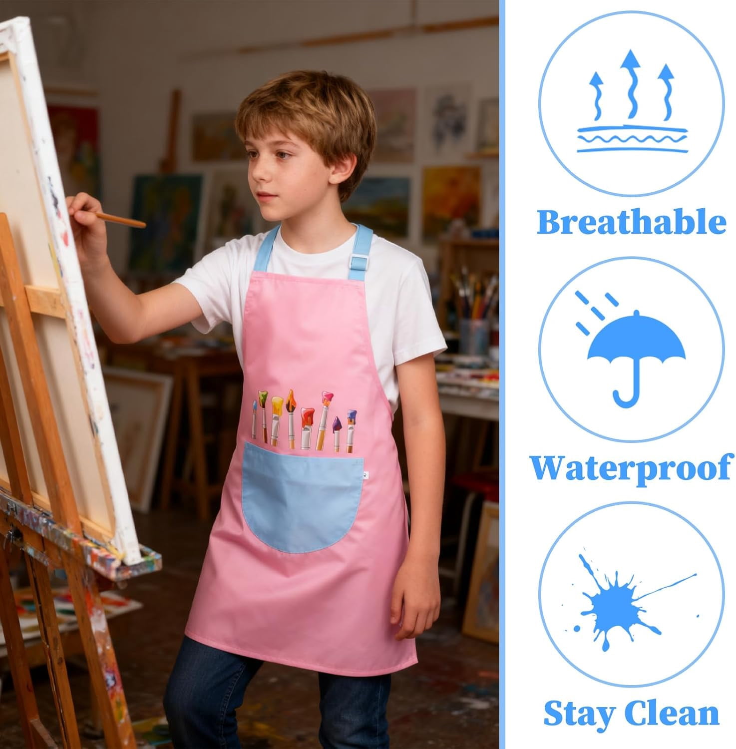 2 Pack Kids Painting Apron Waterproof Children's Aprons Adjustable ...