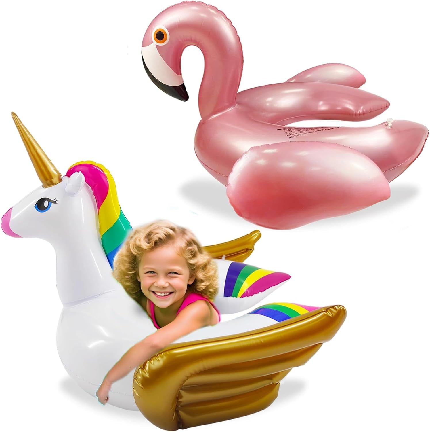 2 Pack Kids Pool Float Unicorn Flamingo Swim Floats for Toddlers Age 3 ...