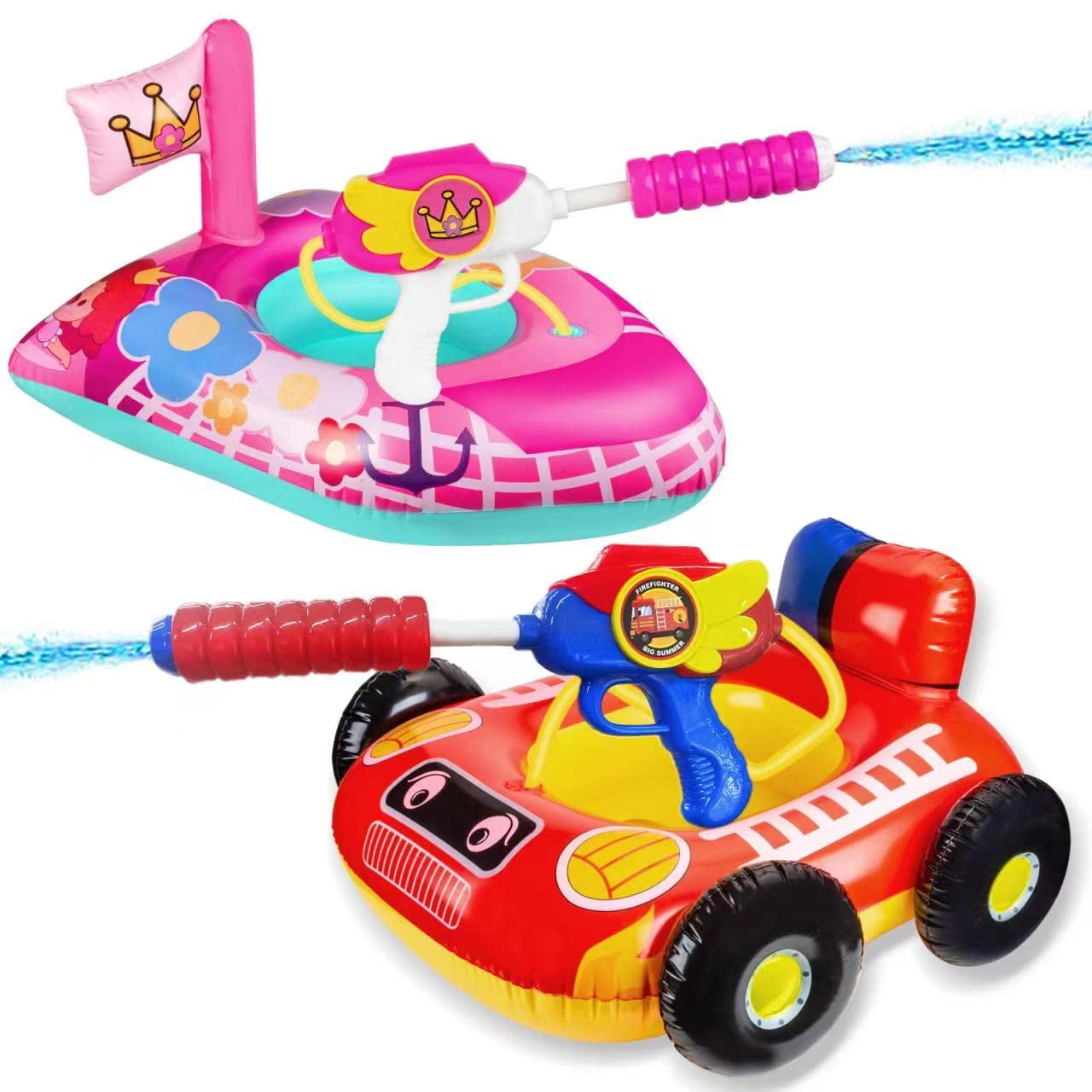 2 Pack Kids Pool Floats With Squirt Gun, Inflatable Pool Toys For Kids ...