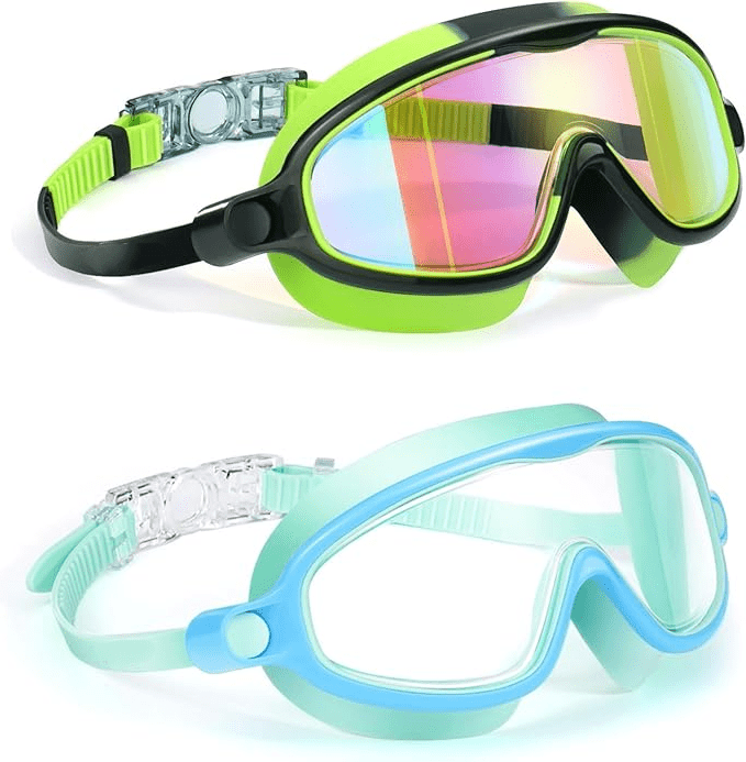 2-Pack Kids Swim Goggles - Anti-Fog UV Protection Wide View Swimming ...