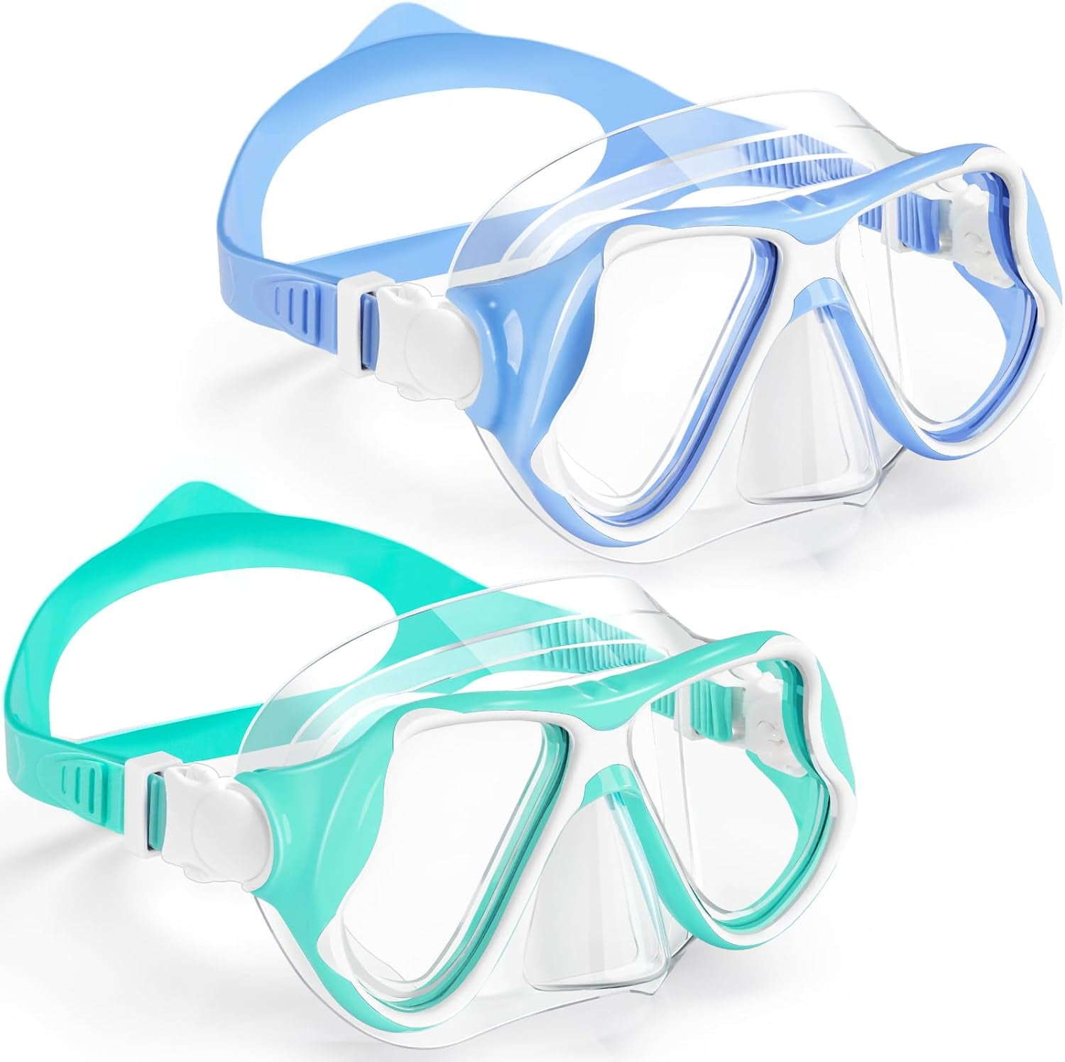 2 Pack Kids Swim Goggles Diving Mask for Youth 5-14, Tempered Glass ...