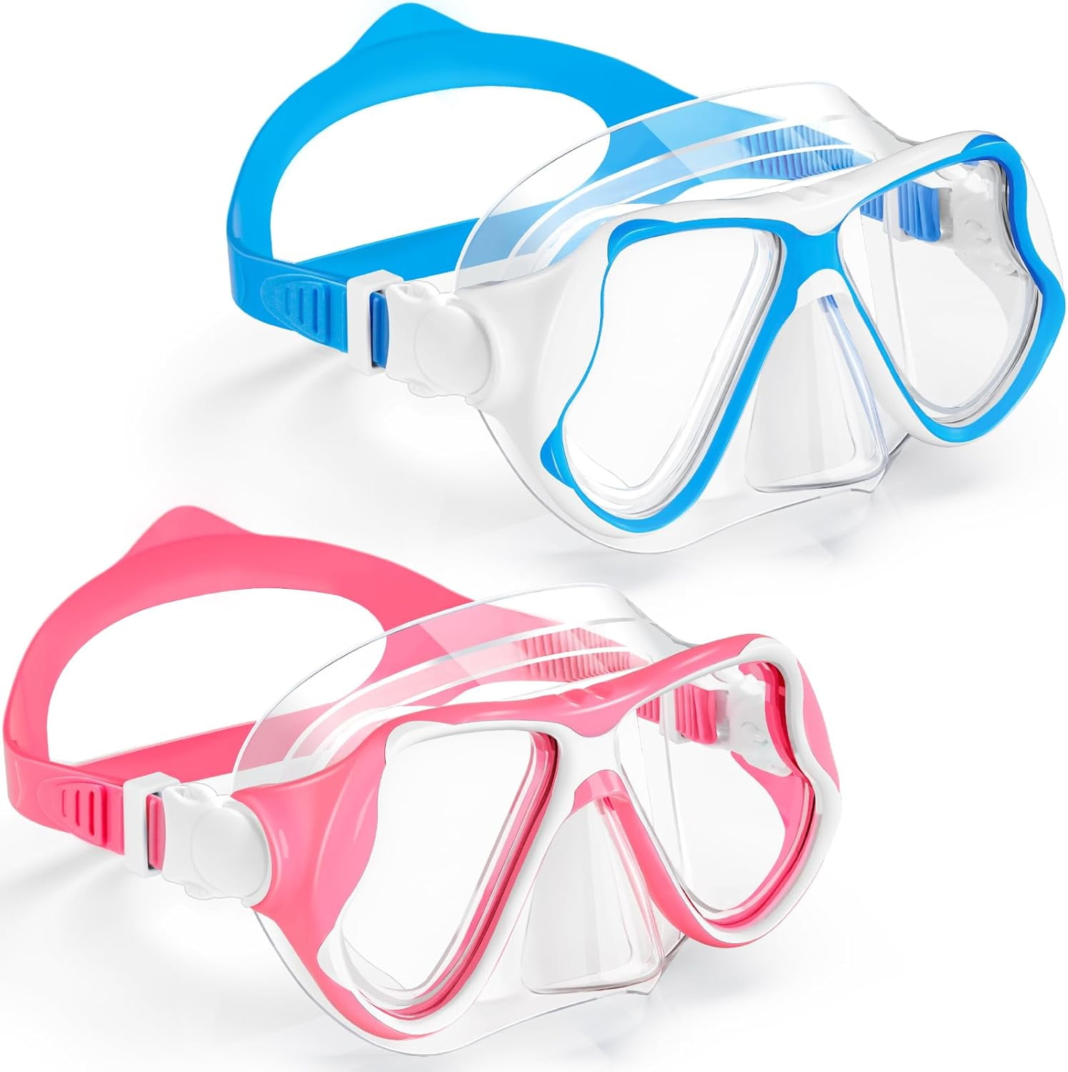 2 Pack Kids Swim Goggles Diving Mask for Youth 5-14, Tempered Glass ...