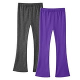 2 Pack Kids Yoga Pants Cotton Elastic Waist Solid Color Flared Trousers ...