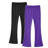 2 Pack Kids Yoga Pants Cotton Elastic Waist Solid Color Flared Trousers ...