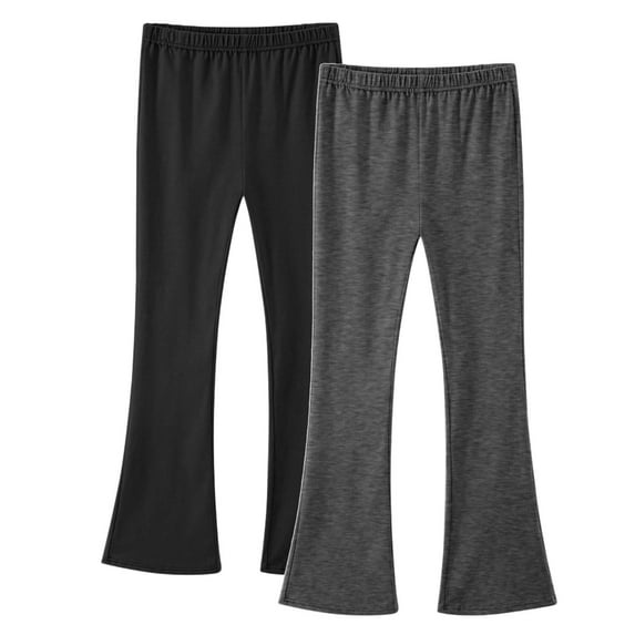 2 Pack Kids Yoga Pants Cotton Elastic Waist Solid Color Flared Trousers ...