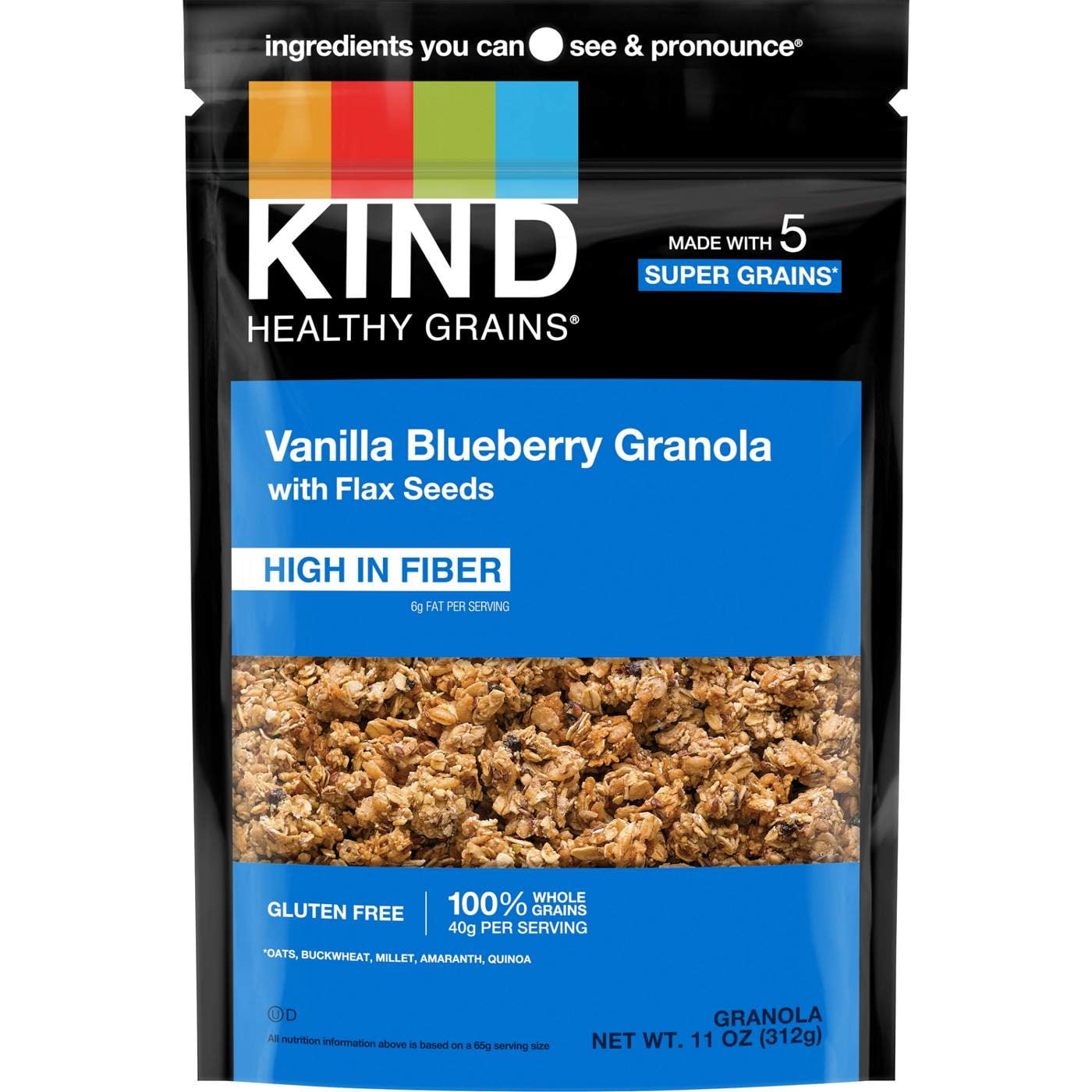 Kind Healthy Grains Granola - Vanilla Blueberry with Flax Seeds - 11 oz ...